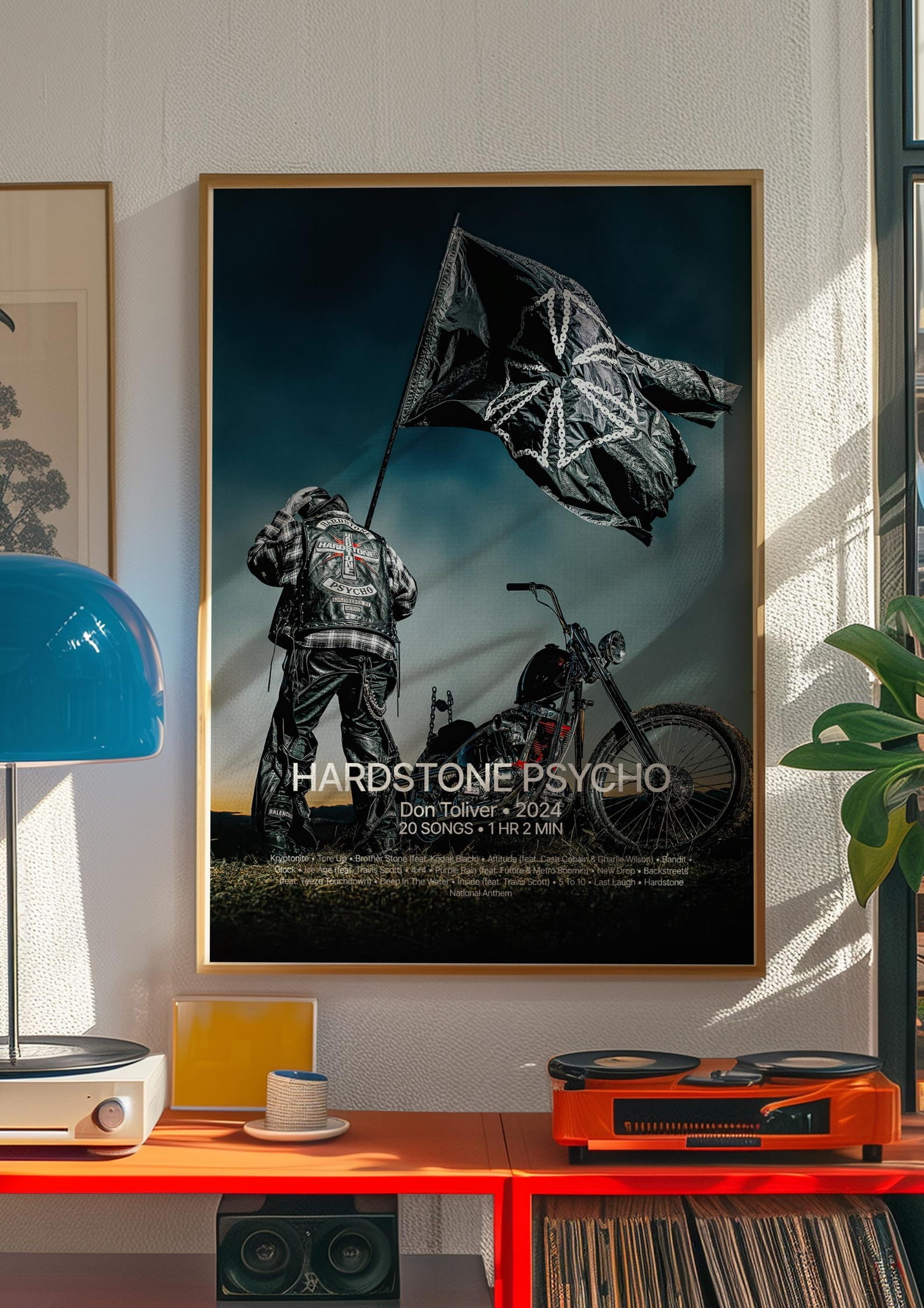 Hardstone Psycho Don Toliver Poster, Dark Rap Motorcycle Wall Art ...