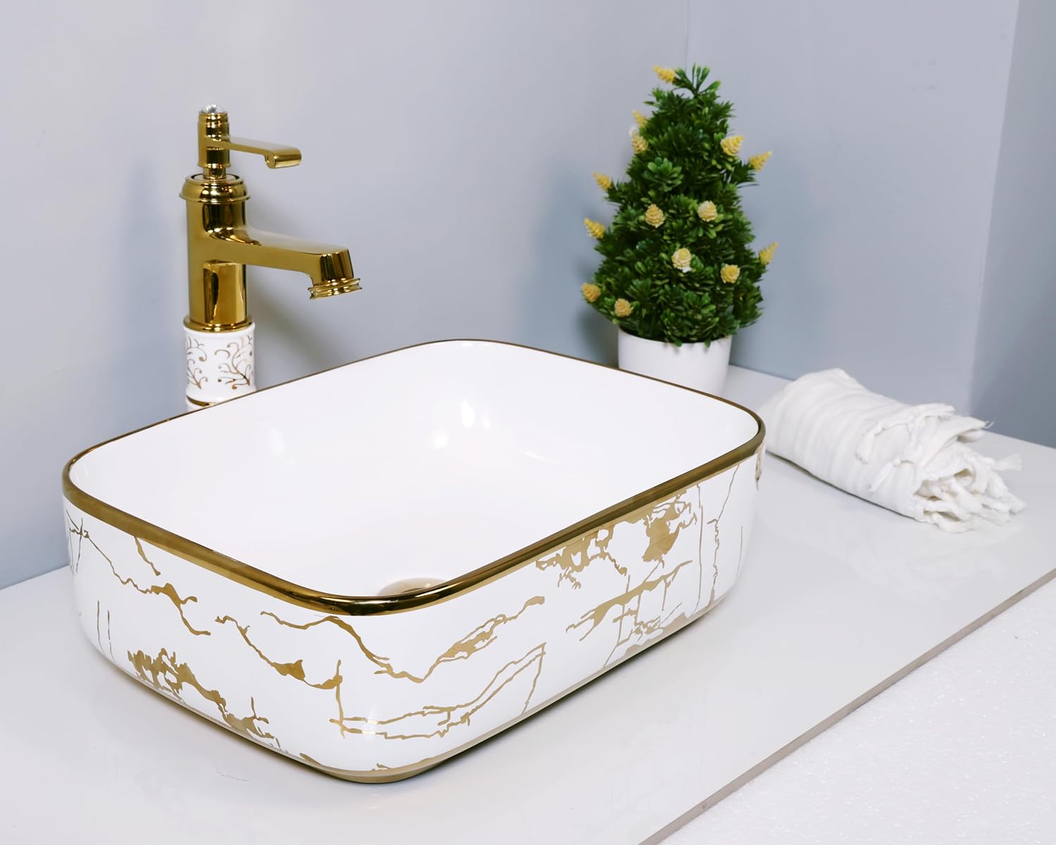 Hardstone Table Top Ceramic Wash Basin Countertop Designer Vessel Sink ...