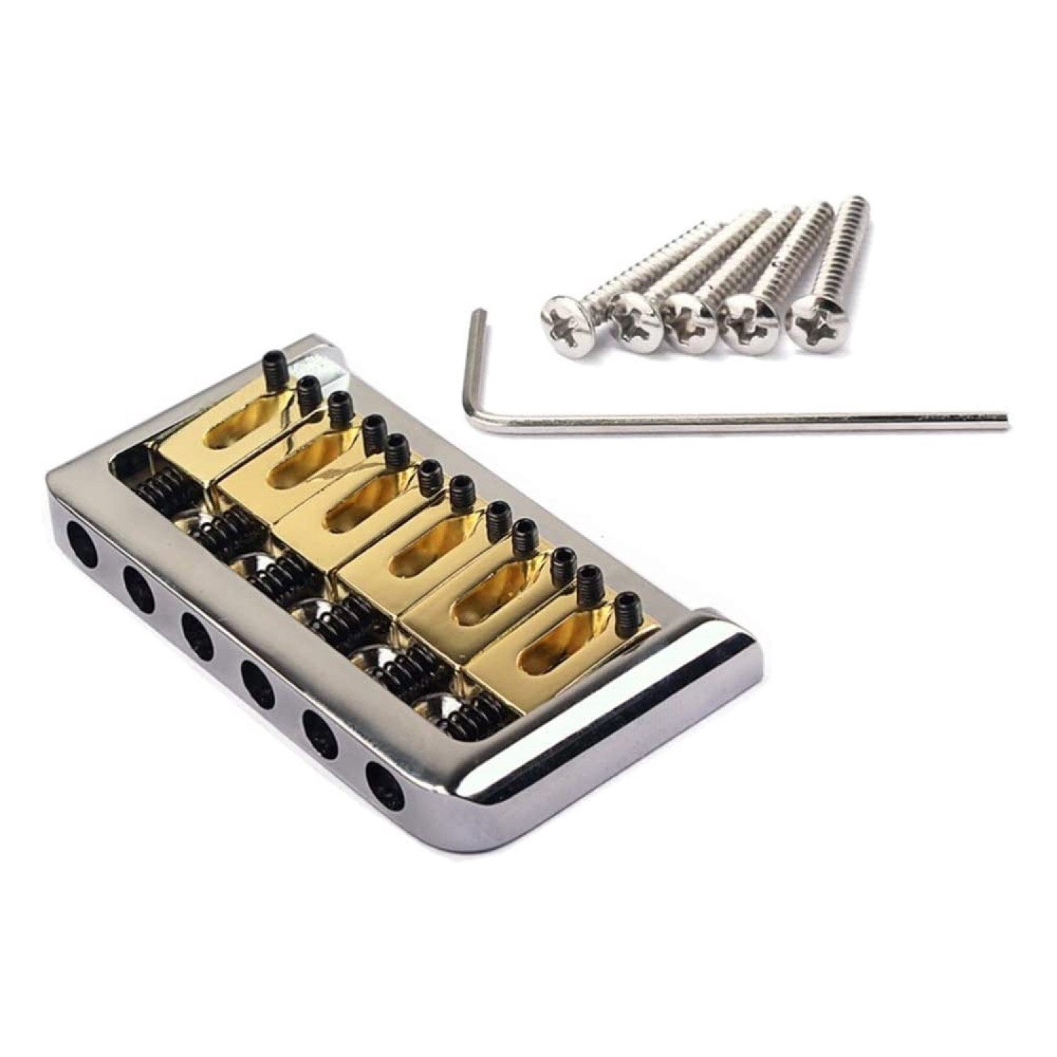 Hardtail Fixed Guitar Bridge Brass Saddles 6-String Chrome Hard Tail ...