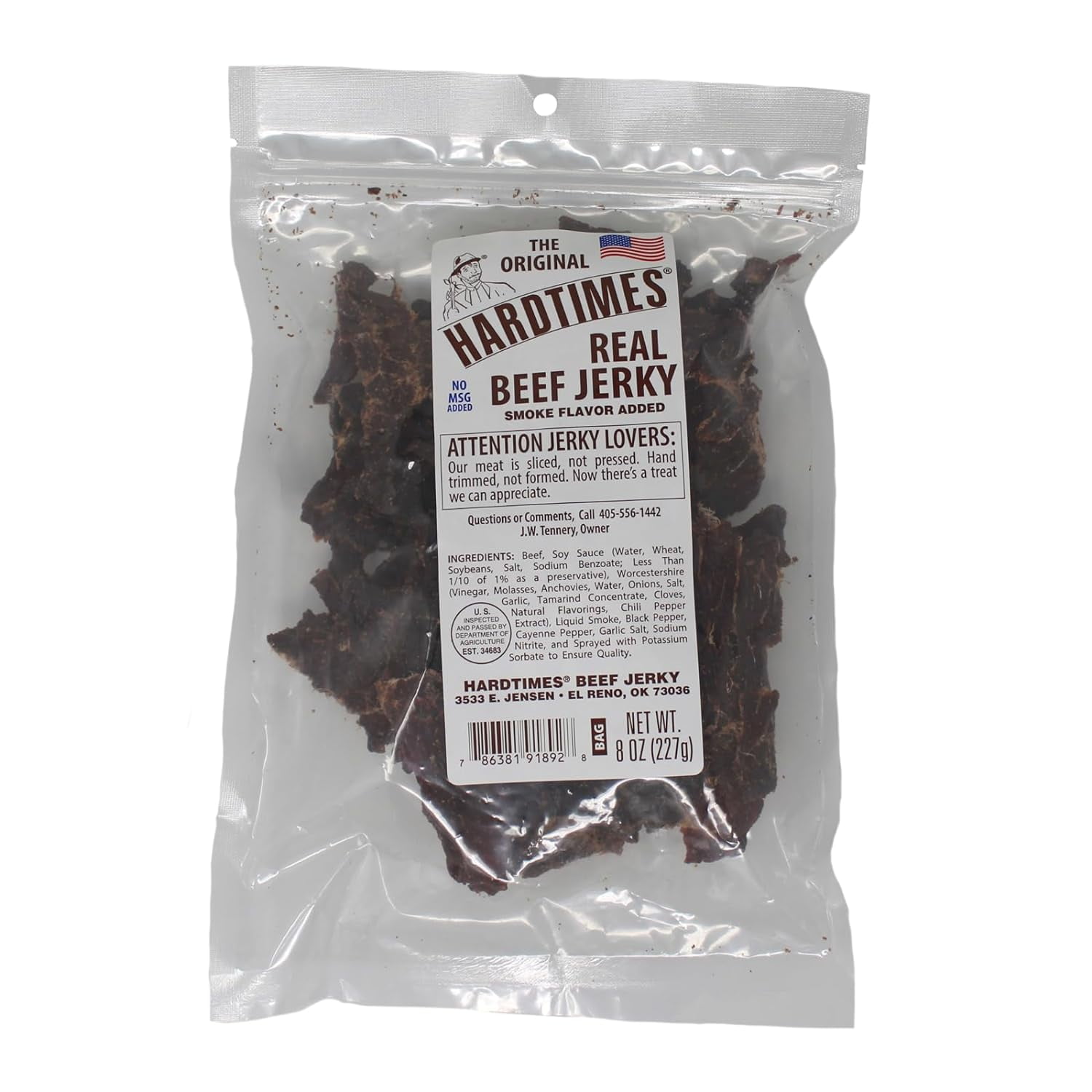 Hardtimes Handcrafted Beef Jerky - Original Flavor - 8 oz. Bag ...