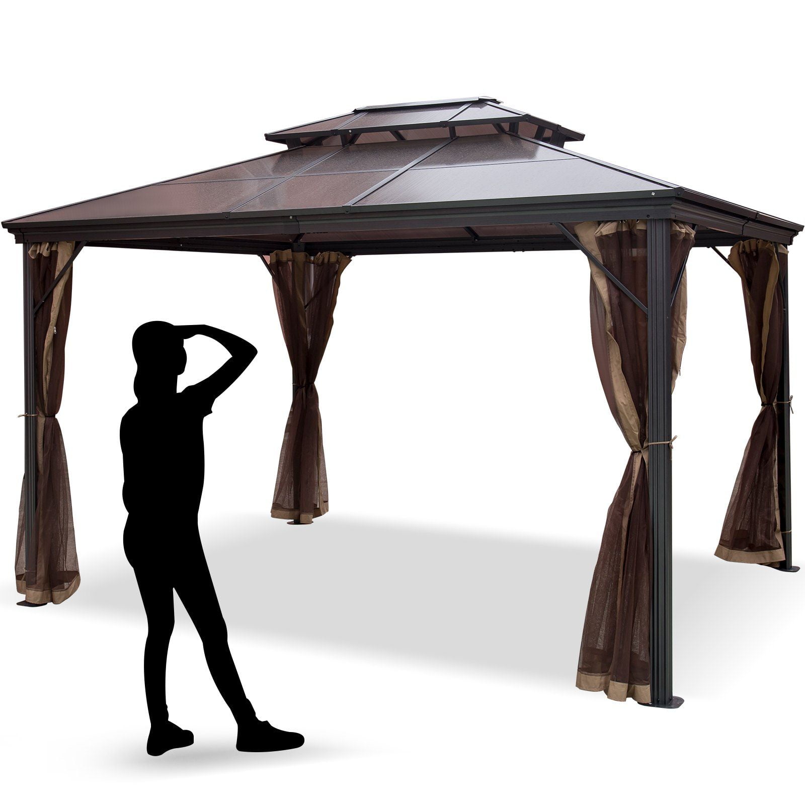 Hardtop Gazebo 10 X 10 With Netting Metal Gazebo Aluminum Permanent