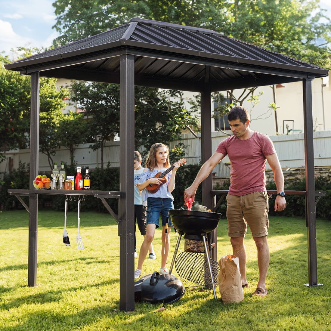 Hardtop Grill Gazebo 5x8 - Permanent Outdoor Pavilion with Galvanized ...