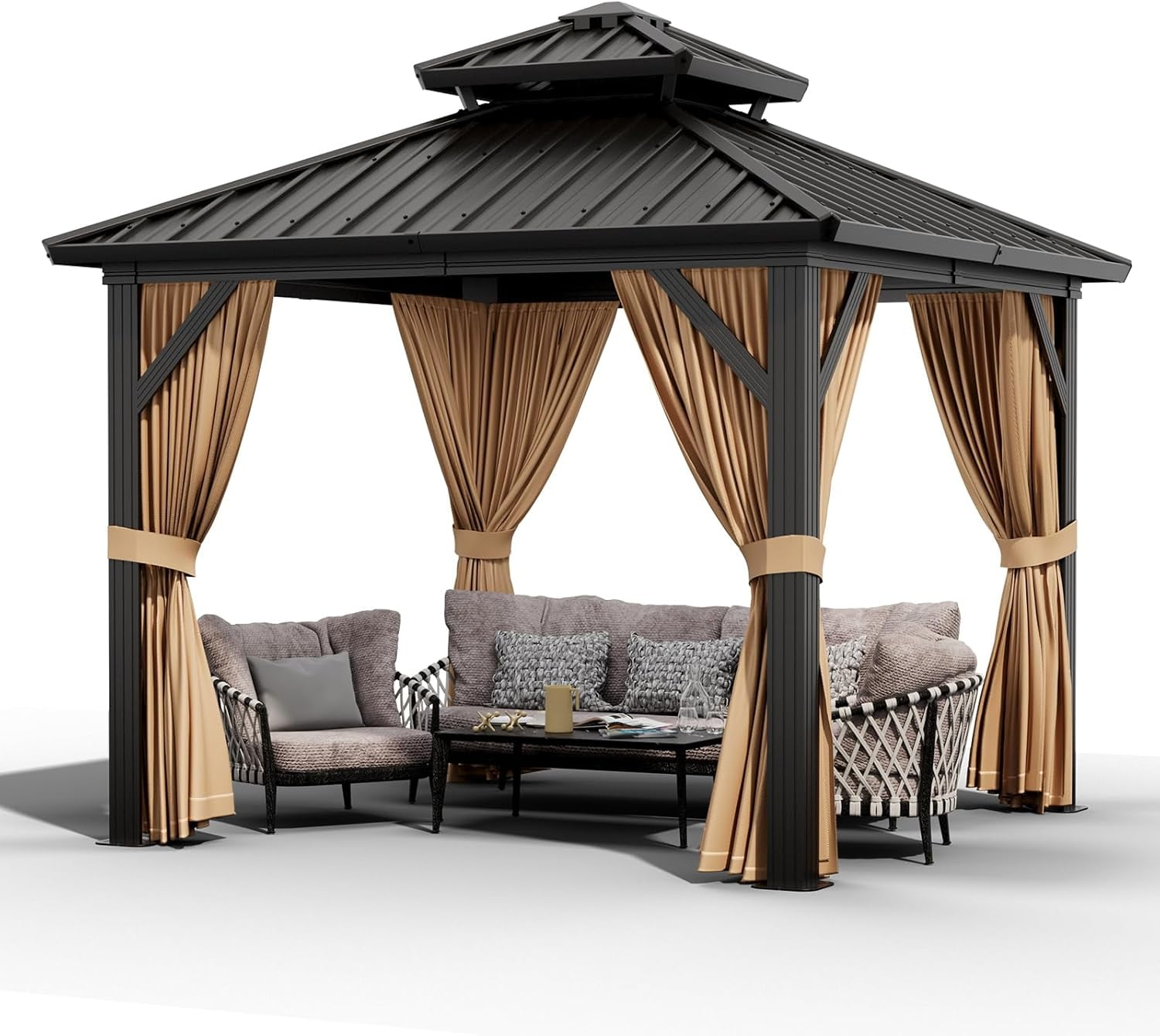 Hardtop Outdoor Gazebo – Galvanized Double Roof, 6 Sizes & Custom ...
