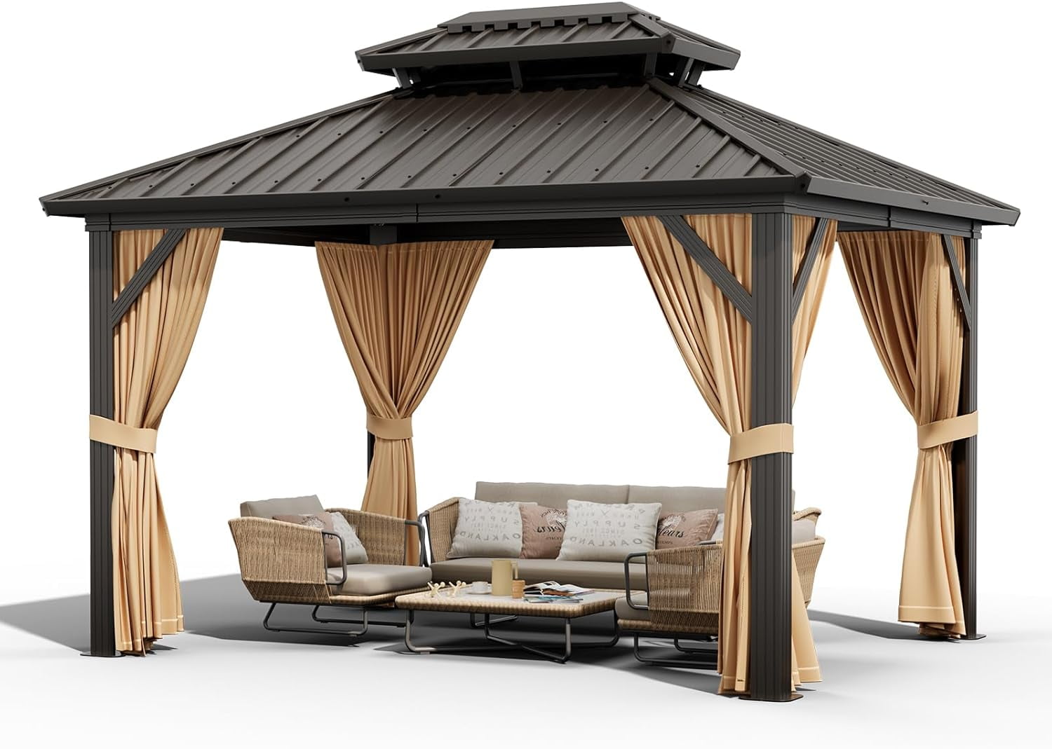Hardtop Outdoor Gazebo – Galvanized Double Roof, 6 Sizes & Custom ...
