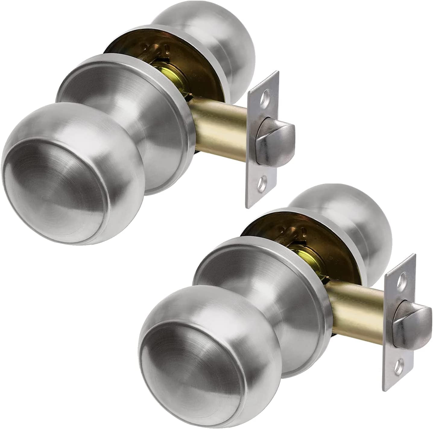 Hardware (2 Pack) Passage Door Knob with Removable Latch Plate in Solid ...