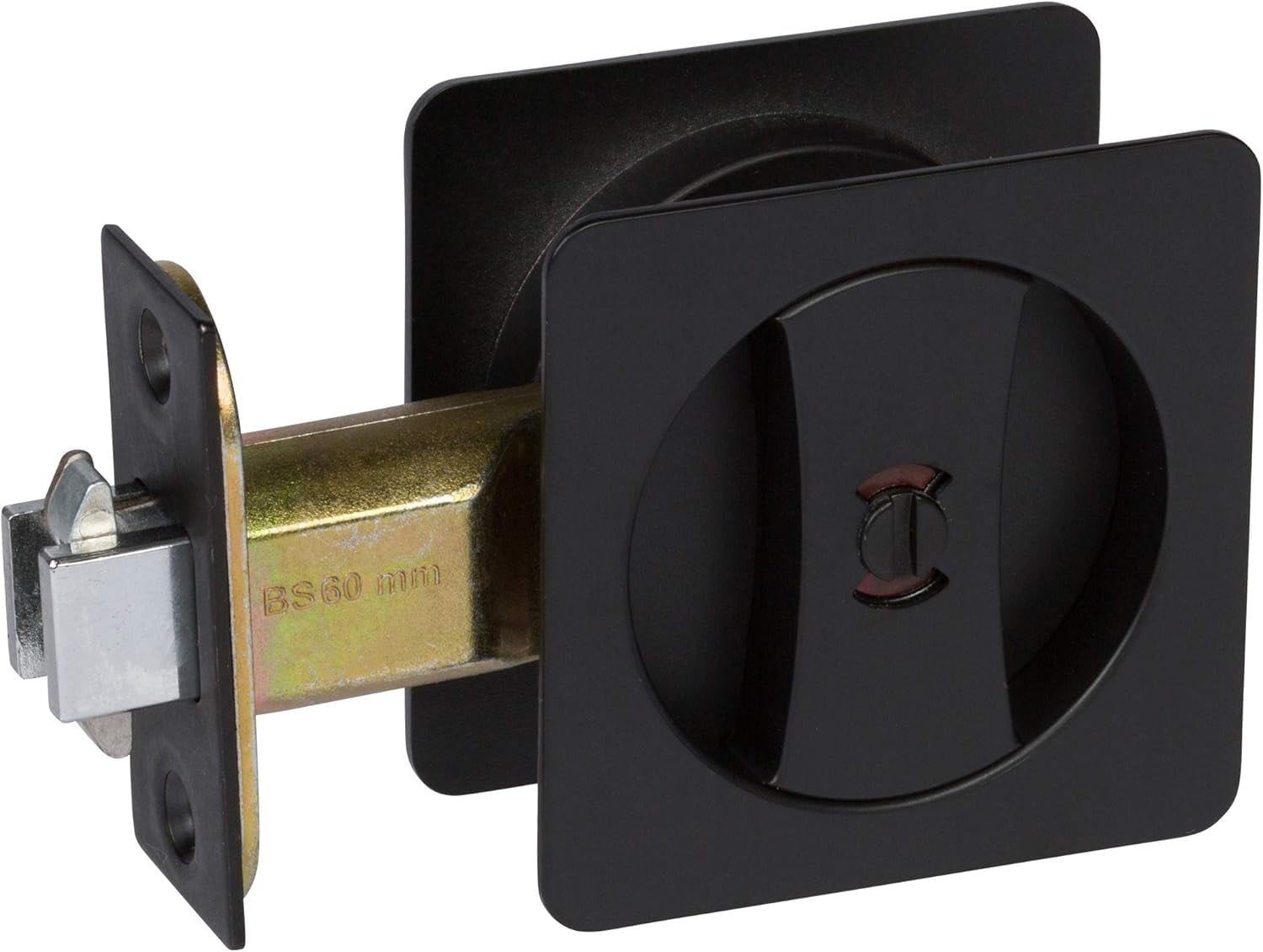 Hardware 370104 Black Contemporary Privacy Square Pocket Door Lock with ...