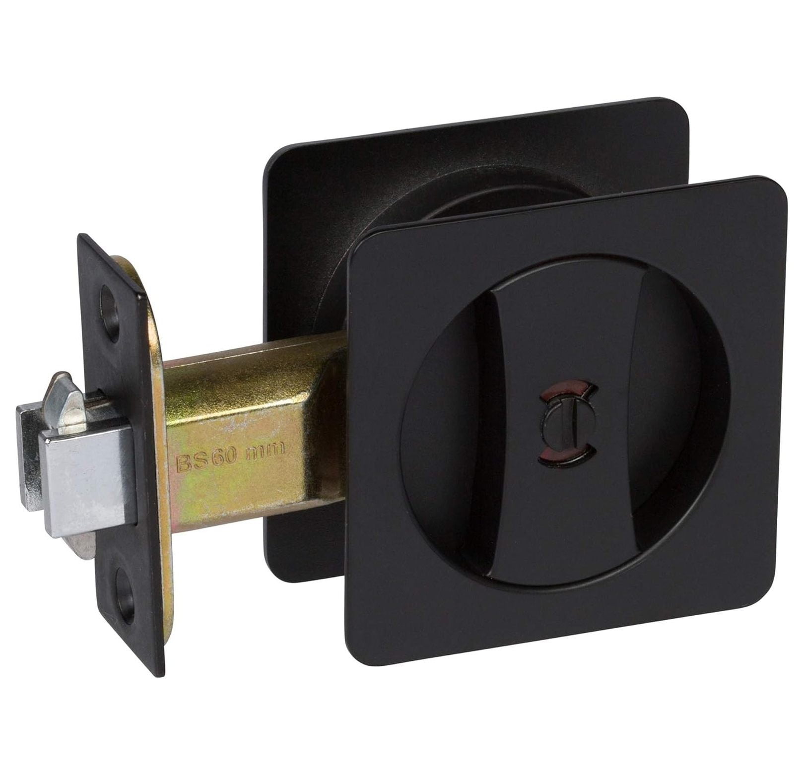 Hardware 370104 Black Contemporary Privacy Square Pocket Door Lock With ...