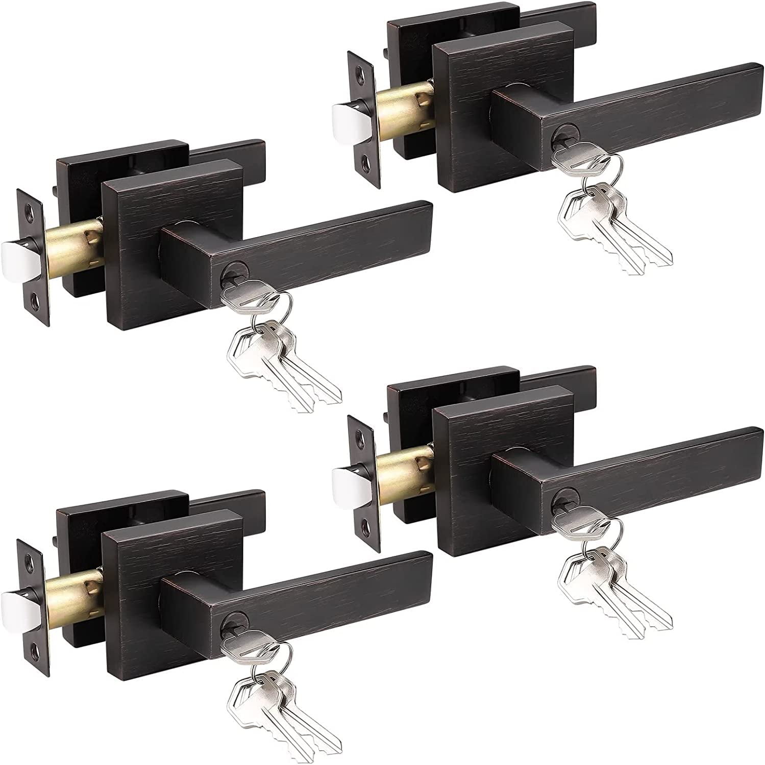 Hardware(4 Pack) Door Entry Lever Lockset, Keyed Alike Door Handle Lock ...