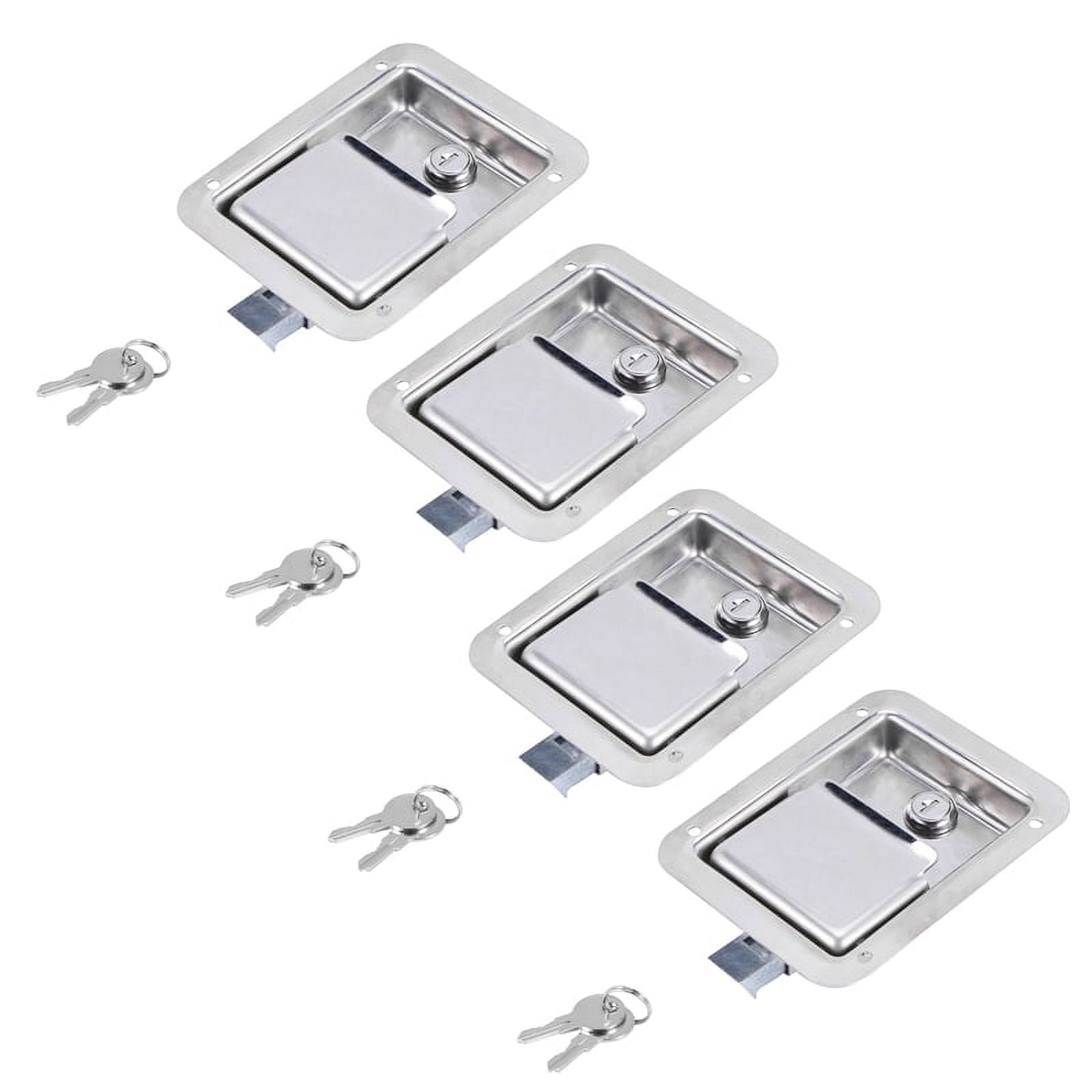 Hardware 4 Pack Stainless Steel Paddle Latch with Lock & Key - Flush ...
