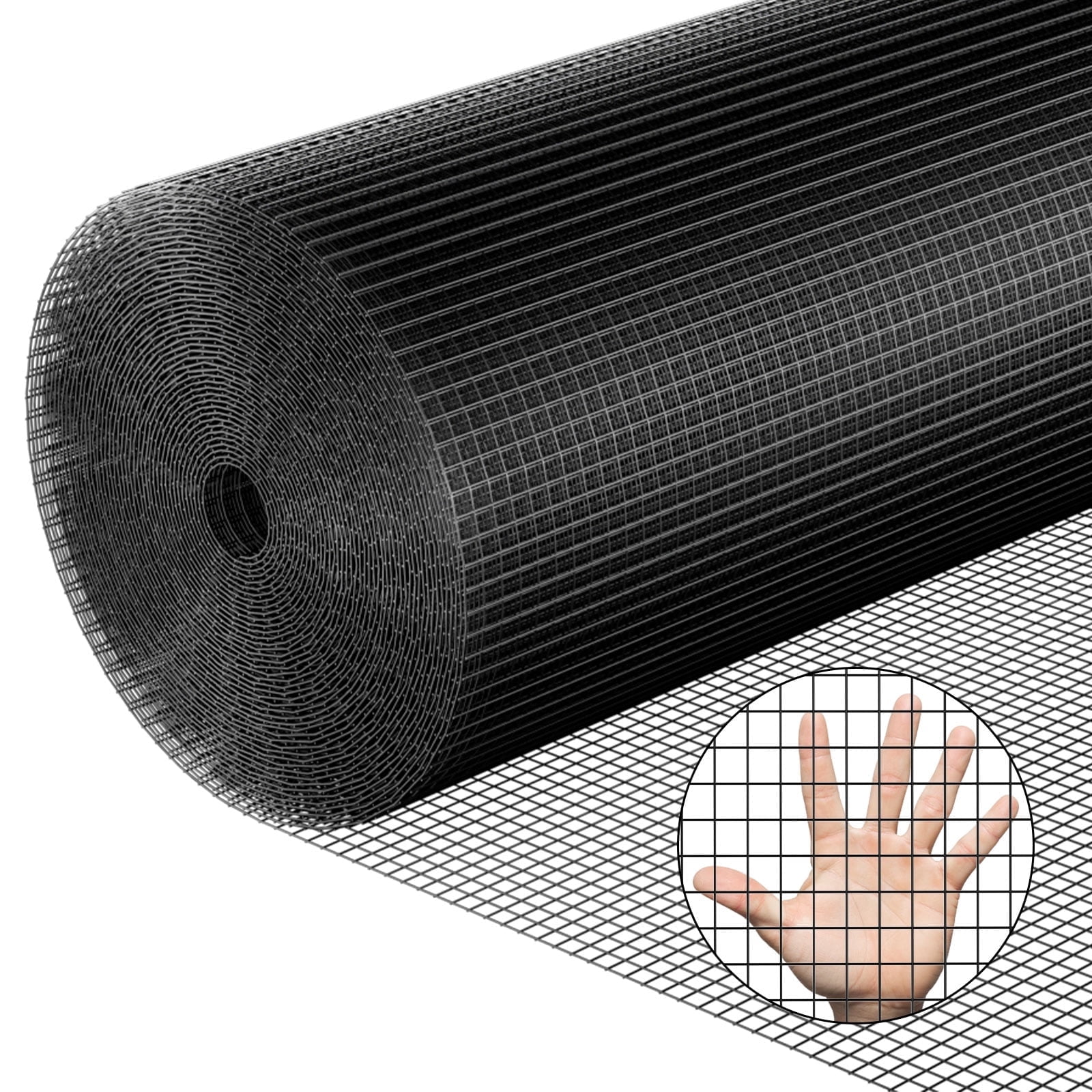 DWALE Hardware Cloth 48x100 ft, 1/2 inch black vinyl coated wire mesh ...
