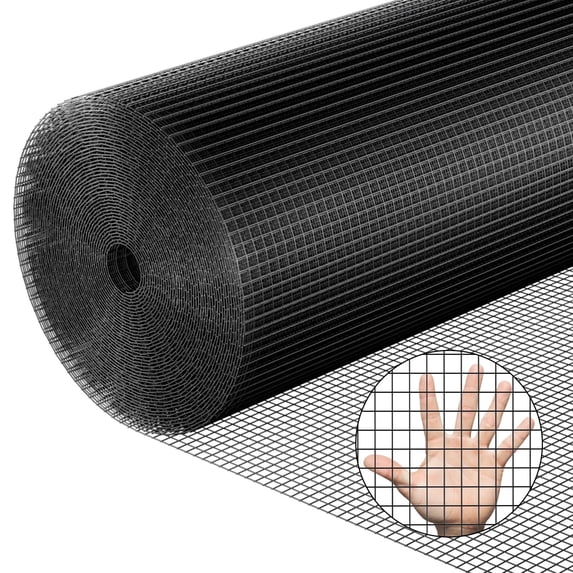 DWALE Hardware Cloth 48x100 ft, 1/2 inch black vinyl coated wire mesh ...