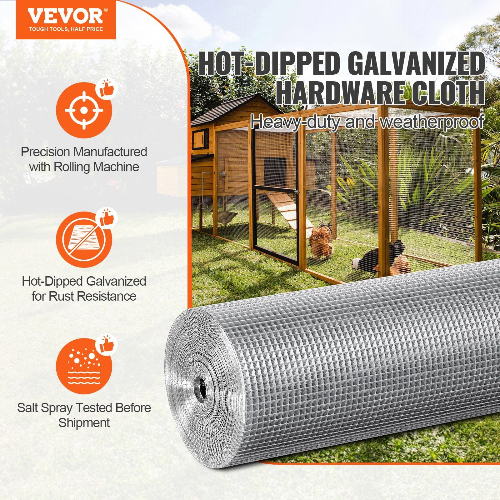 Hardware Cloth 1/4 Inch 23 Gauge Galvanized Mesh Roll, 48" x 50 ft ...
