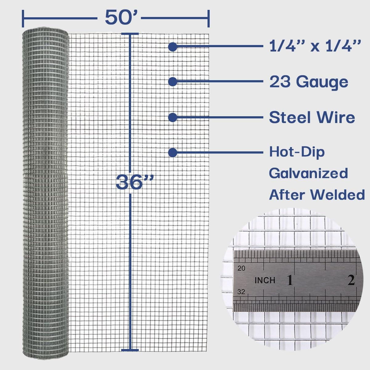 Hardware Cloth 1/4 in. x 3 ft. x 50 ft. 23-Gauge, Wire Mesh Roll ...
