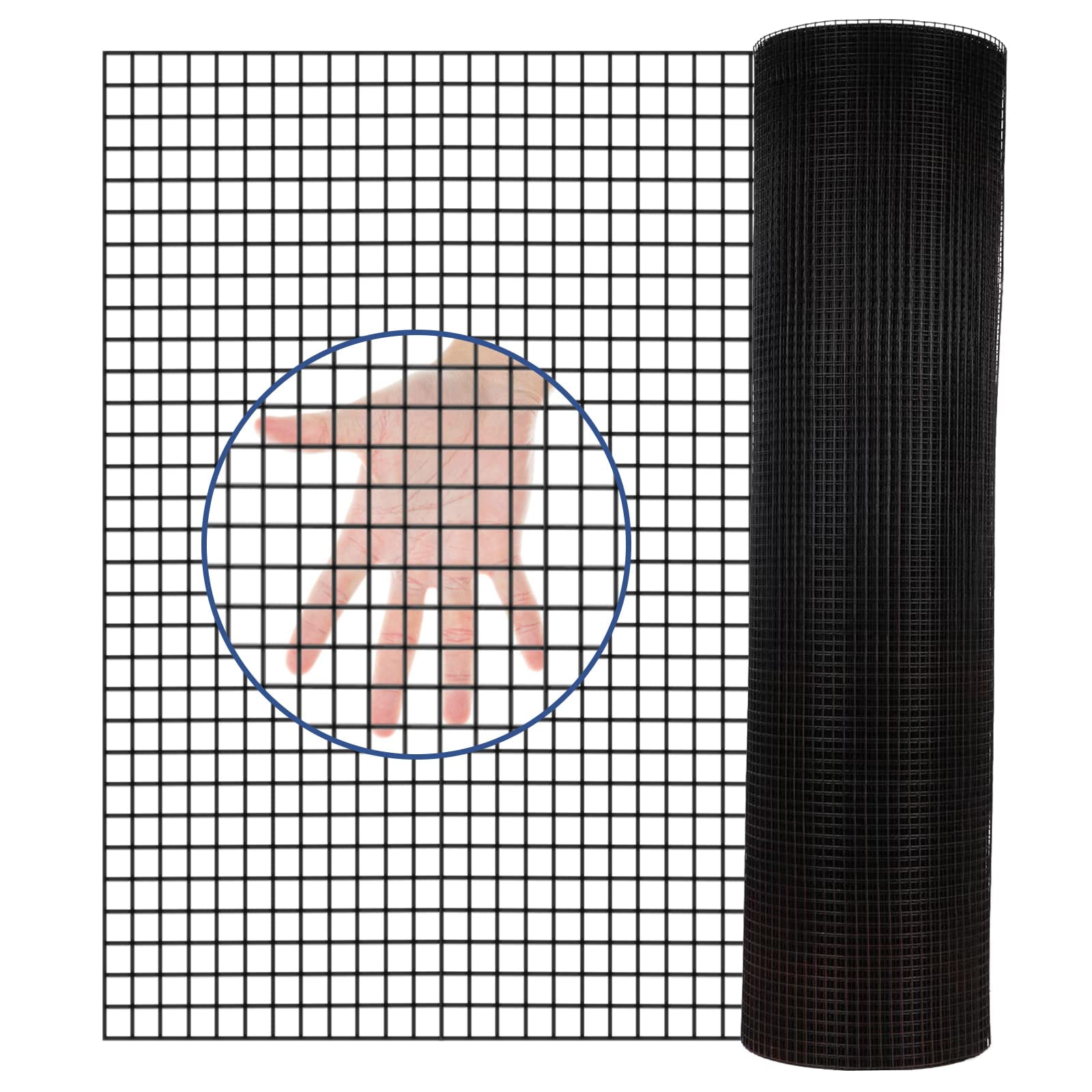 Hardware Cloth PVC Coated Wire Mesh 48'' x 1/4inch Mesh Black Vinyl ...