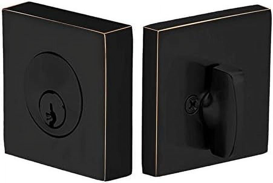Hardware Deadbolt, Single Cylinder, Square, Solid Brass, Modern Style ...