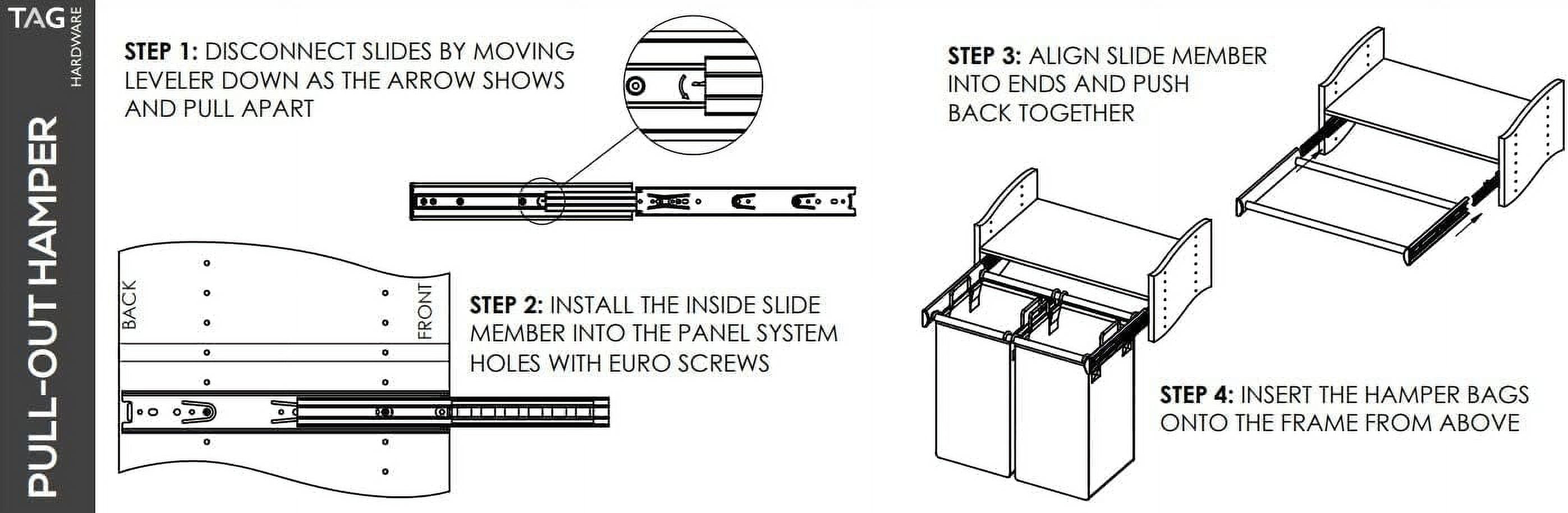 Hardware Full Extension Pullout Laundry Hamper with Removable Bag(s ...