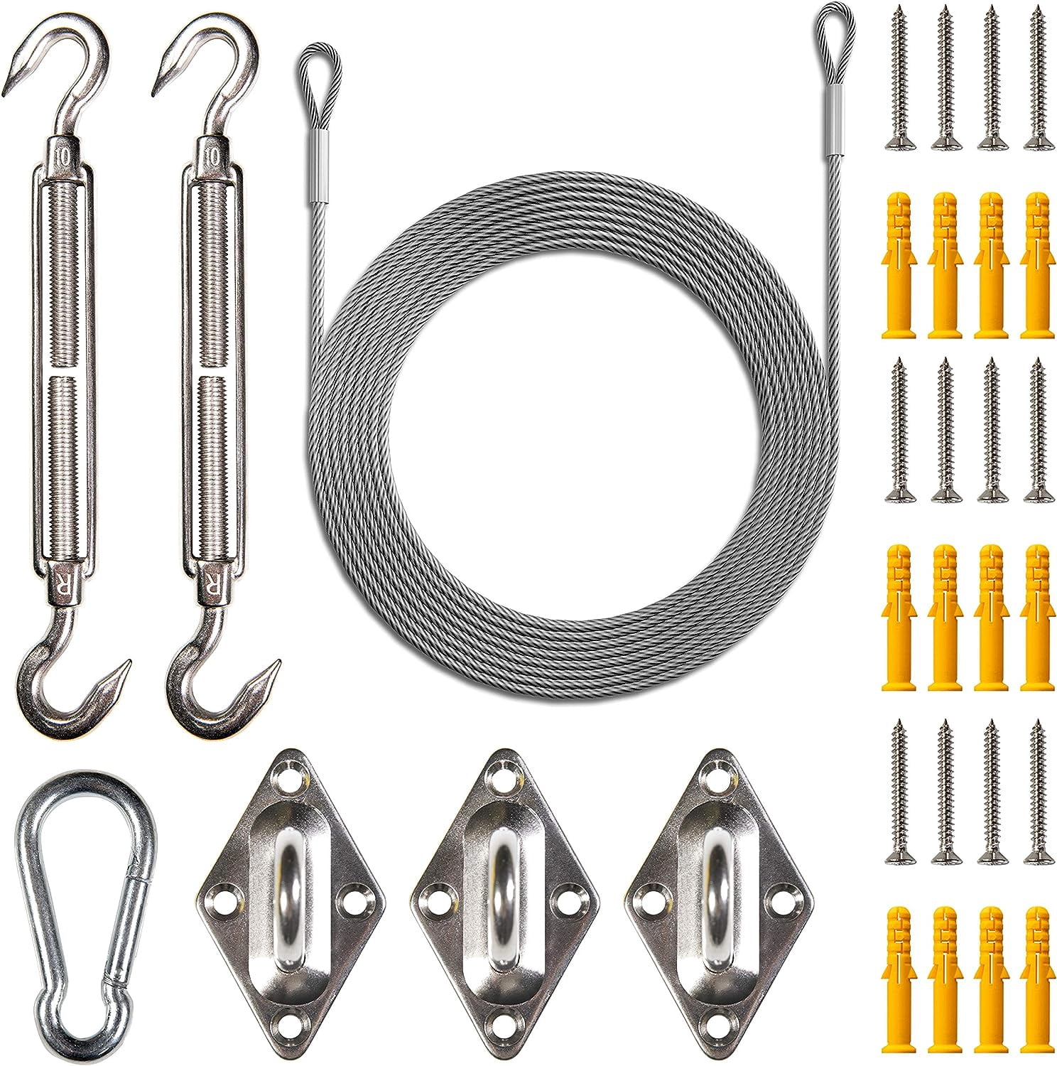 Hardware Kit Set for Triangle Sun Shade Sails Canopy, Easy-Tensioning ...