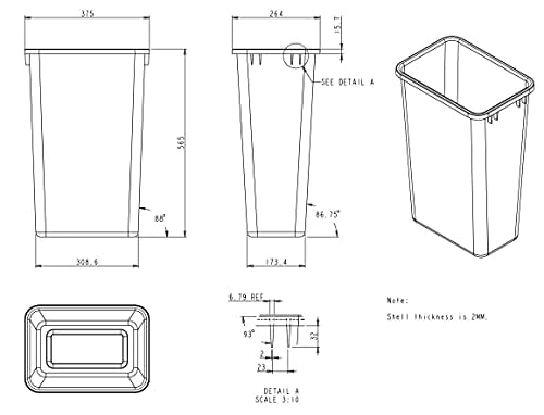 Hardware Resources Trash Waste Container Can with Matching Bin Lid Set ...