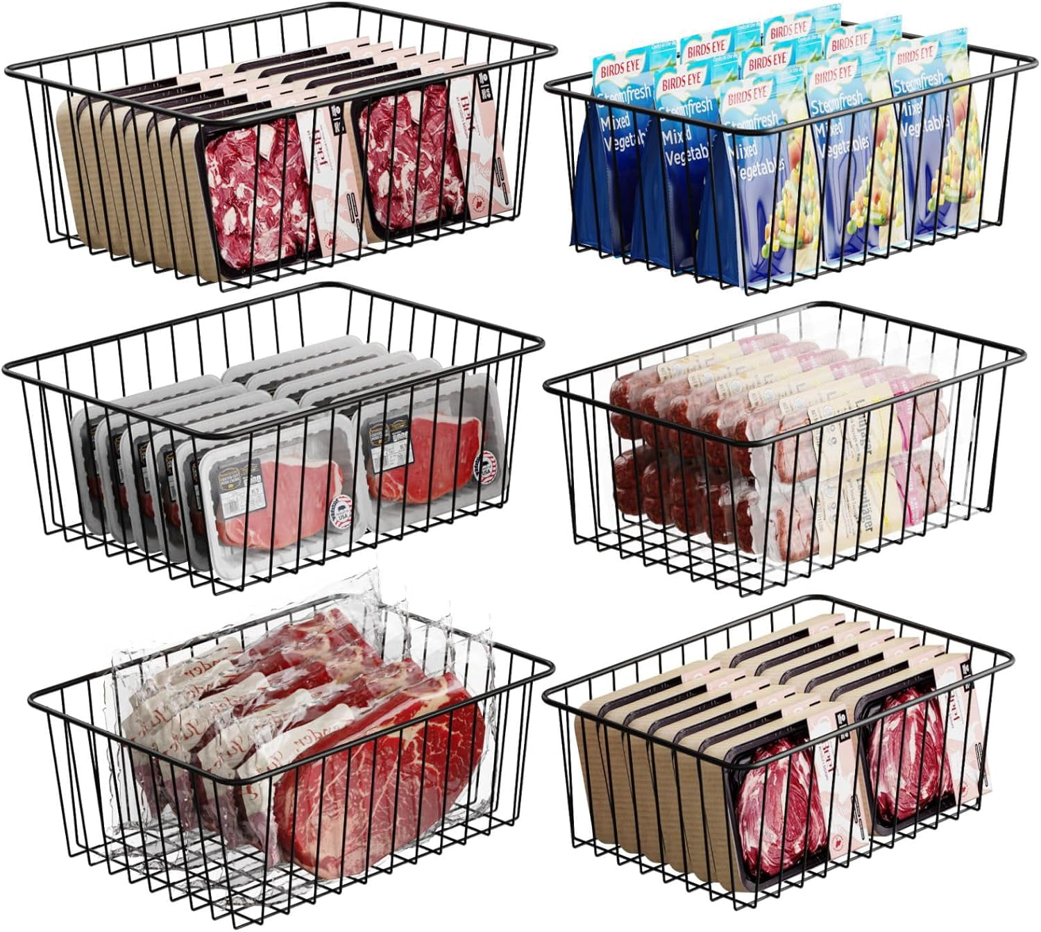 Hardware Upright Freezer Organizer Bins - 6 Pack Standup Freezer ...