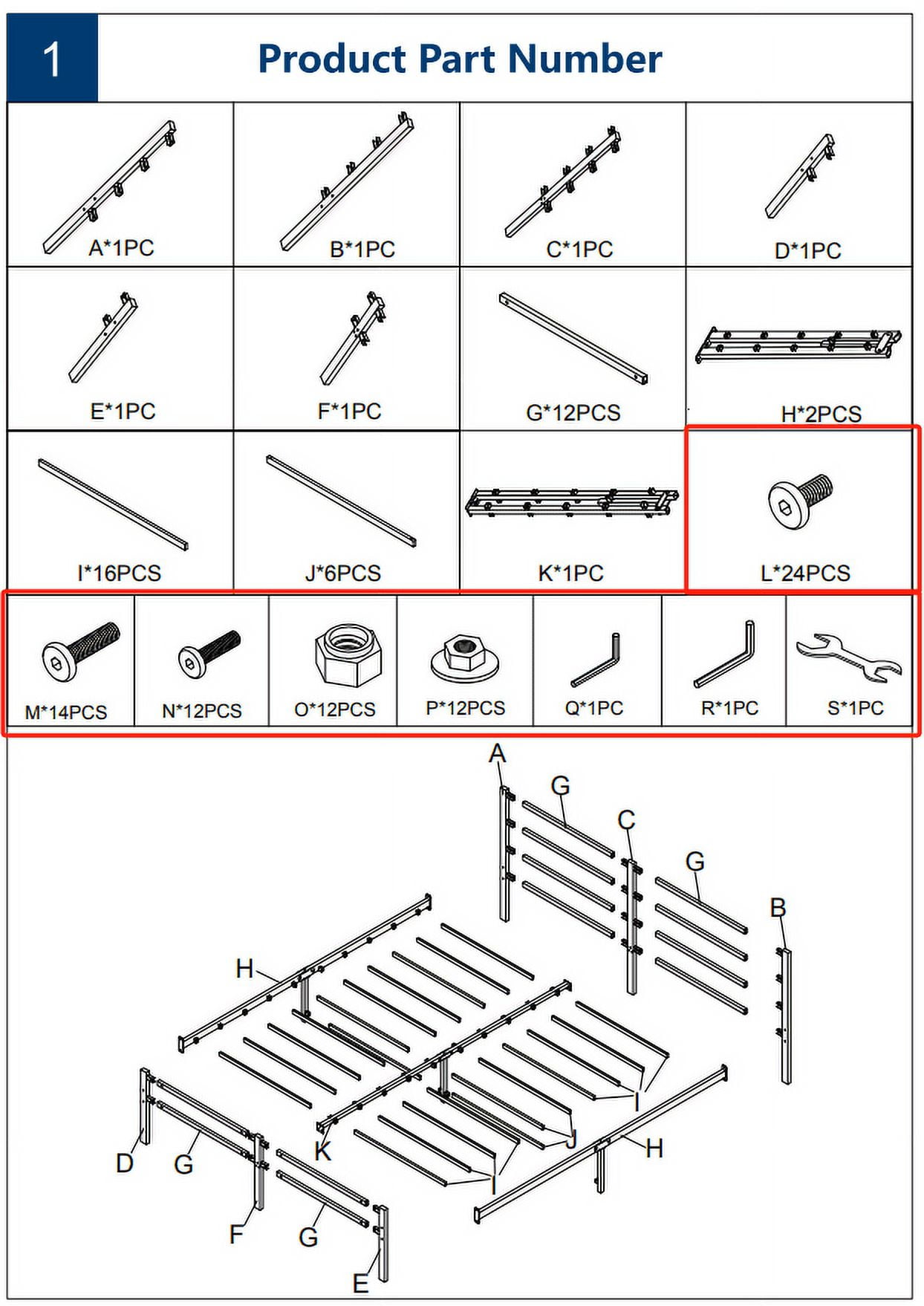 Lusimo Metal Platform Bed Frame Hardware Kit with Parts Headboard ...
