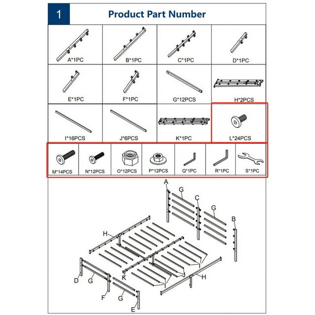 Lusimo Metal Platform Bed Frame Hardware Kit with Parts Headboard ...
