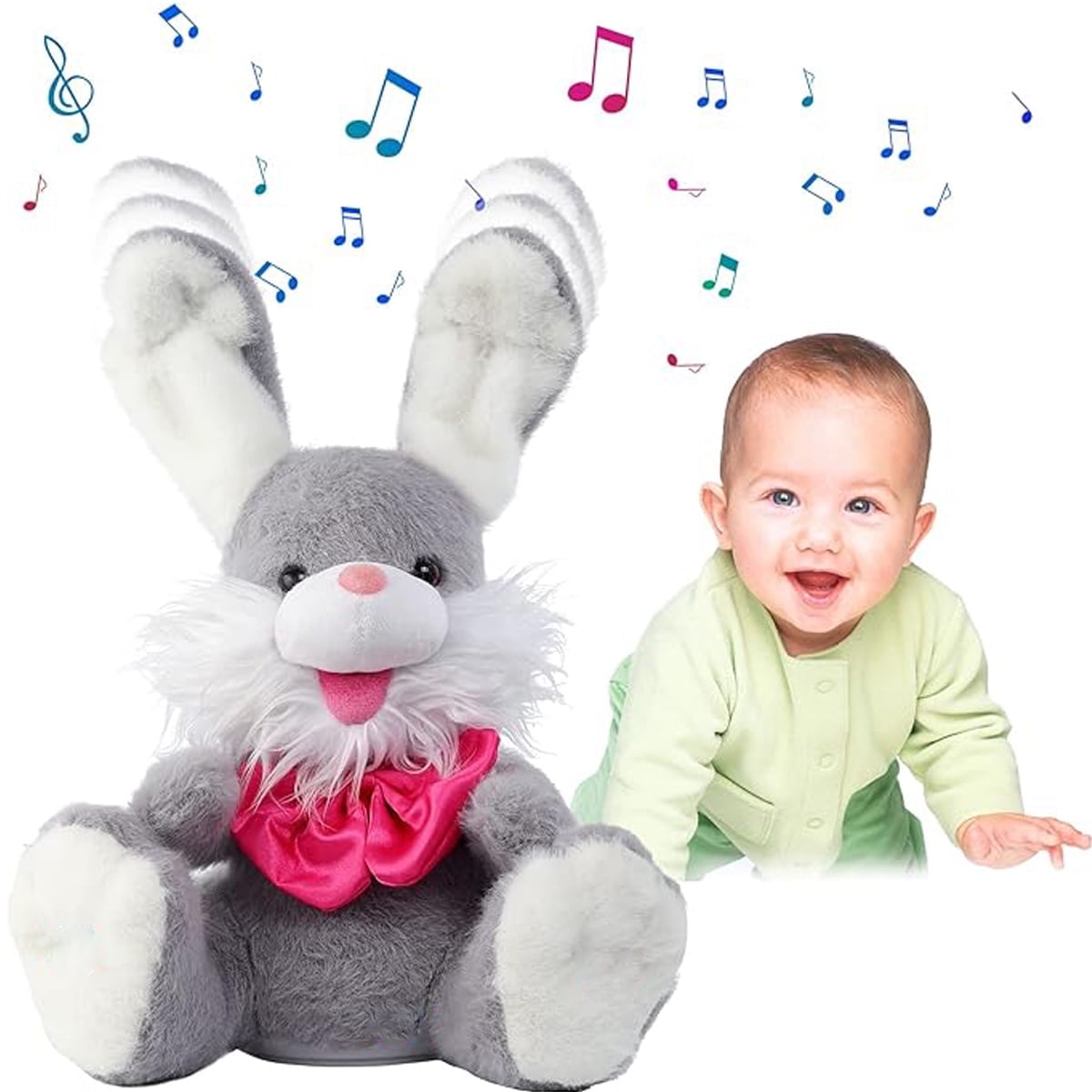 Hardwill 35CM Bunny Peek-A Boo Toys for Toddlers, Repeats What You Say ...