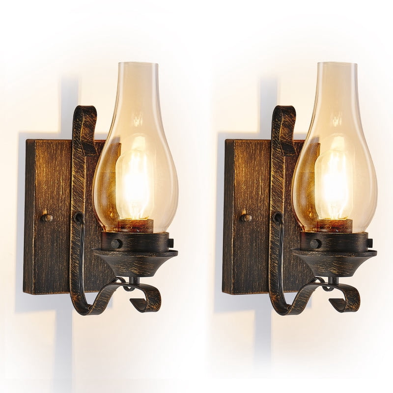 Hardwired Farmhouse Wall Sconces Set of 2 – Rustic Industrial Wall ...