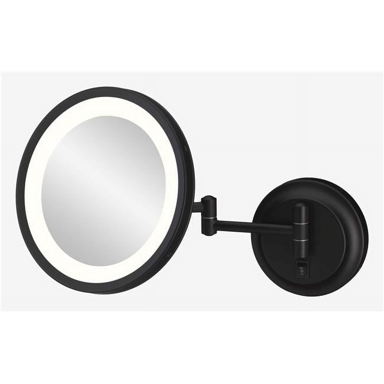 Hardwired Single-Sided LED Round Arm Wall Mirror, Matte Black - Walmart.com
