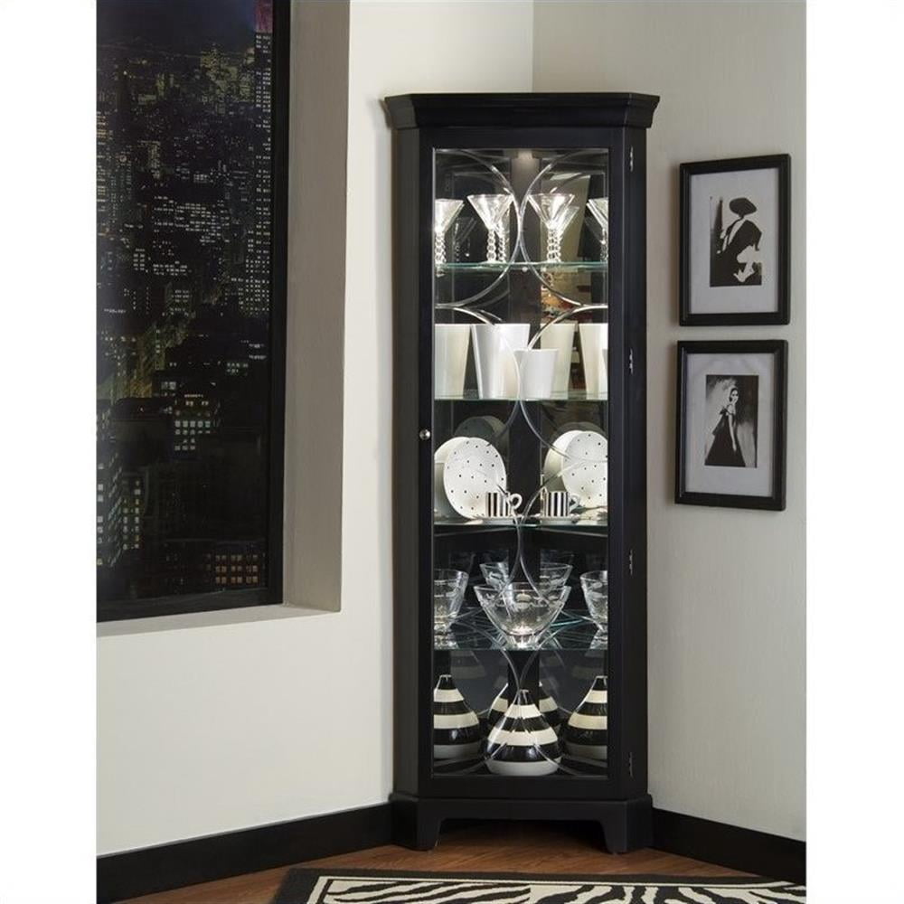 Hardwood 4 Shelf Corner Curio Cabinet in Oxford Black by Pulaski ...