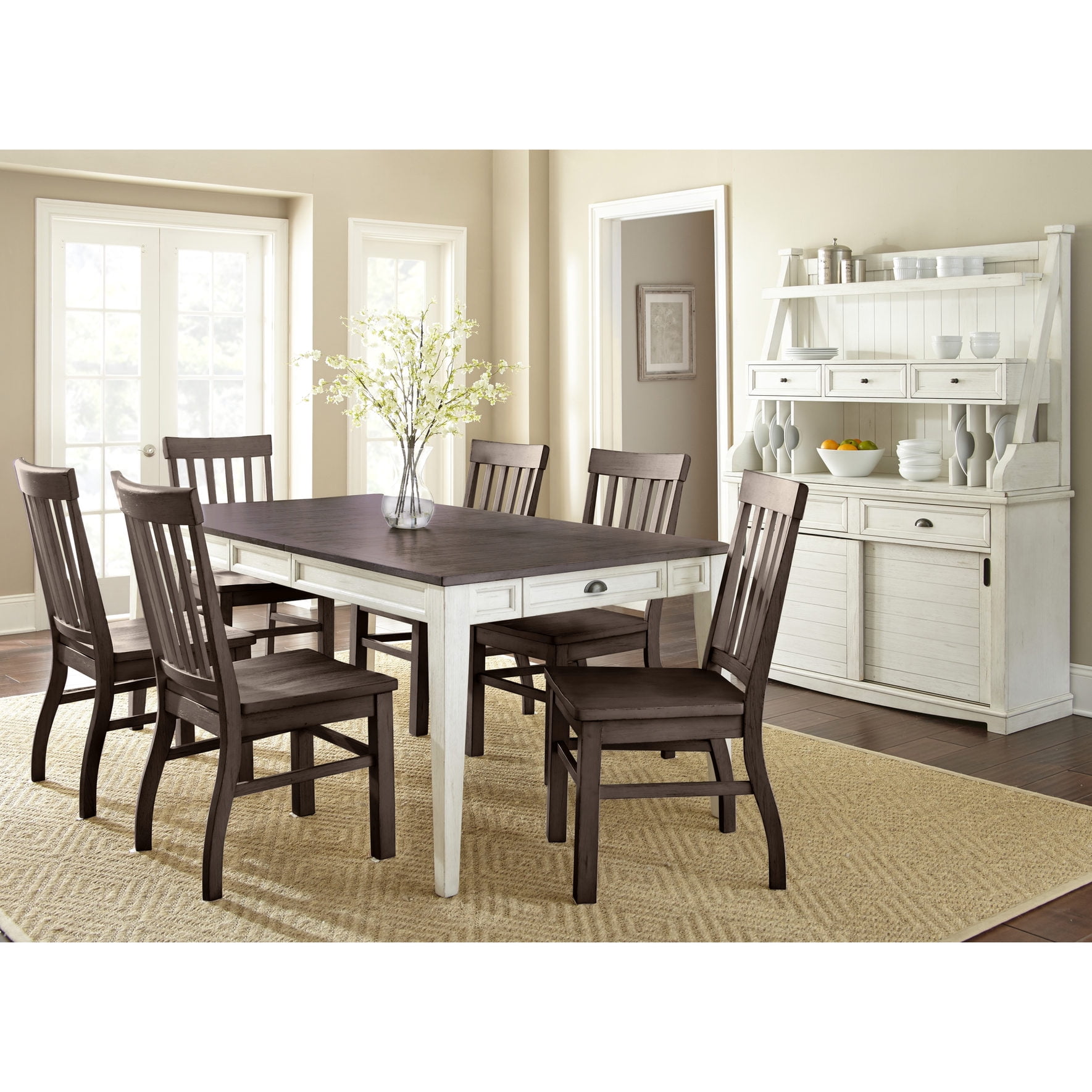 Hardwood Solid with Acacia Veneer - 7 Piece Dining Set - Indoor Dining ...