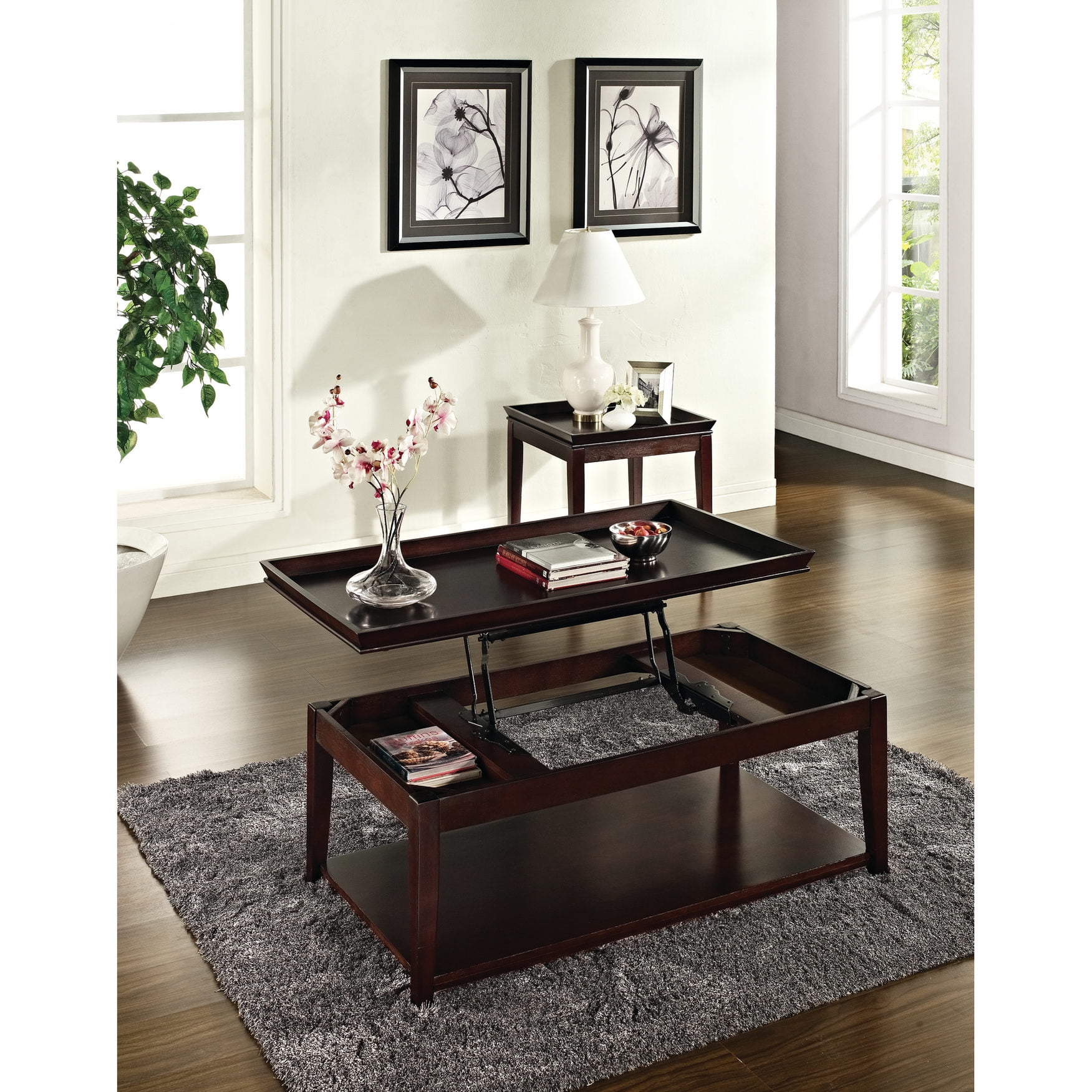 Hardwood Solids & Hidden Storage Space - Lift Top Table for Keeping ...