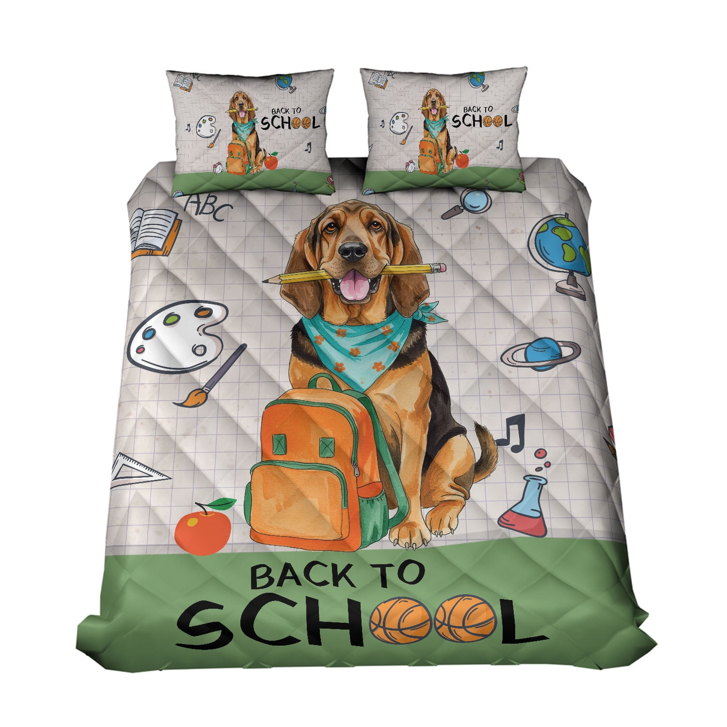 Hardworking Bloodhound Ready Back to School New Year Classes Quilt ...