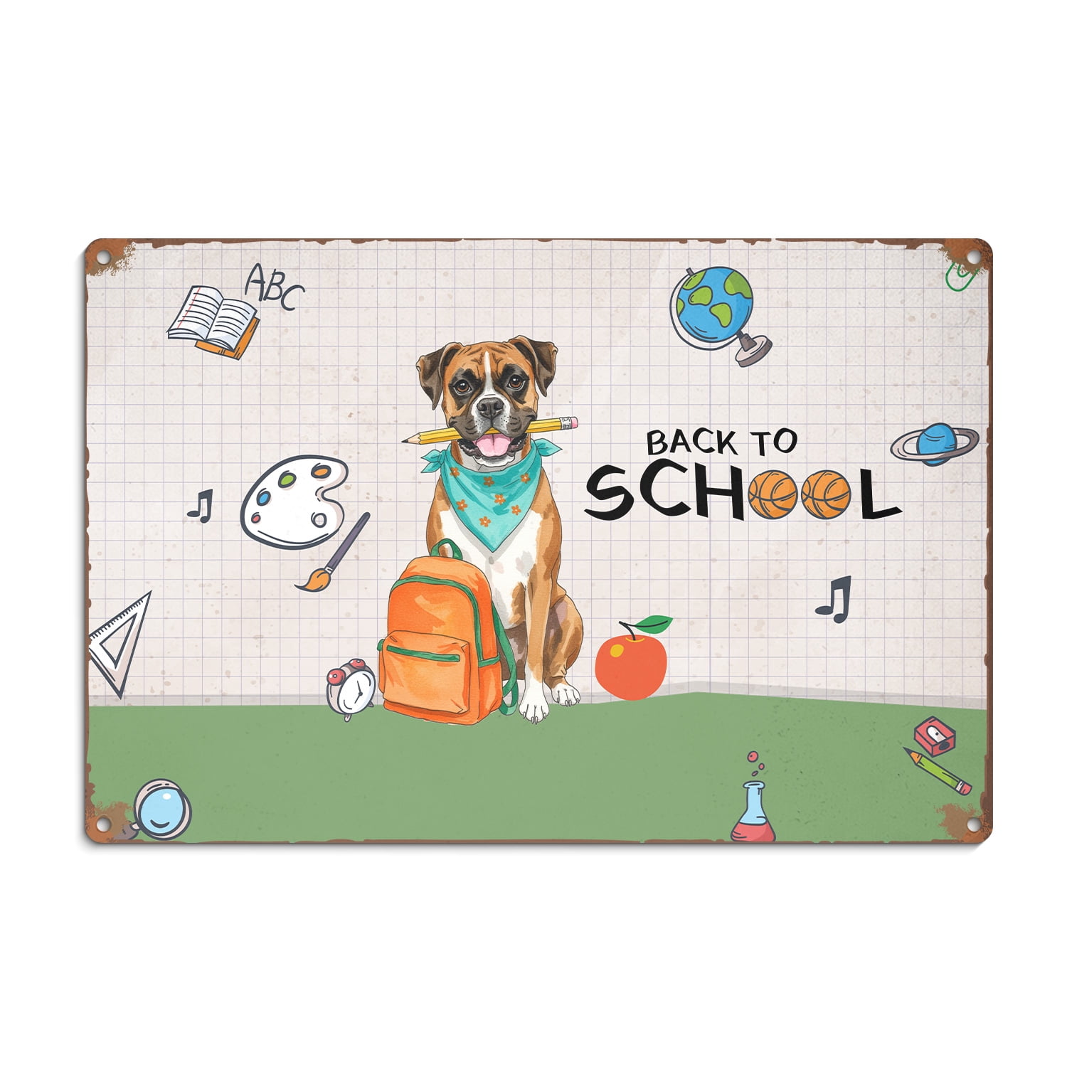 Hardworking Boxer Ready Back to School New Year Classes Horizontal ...