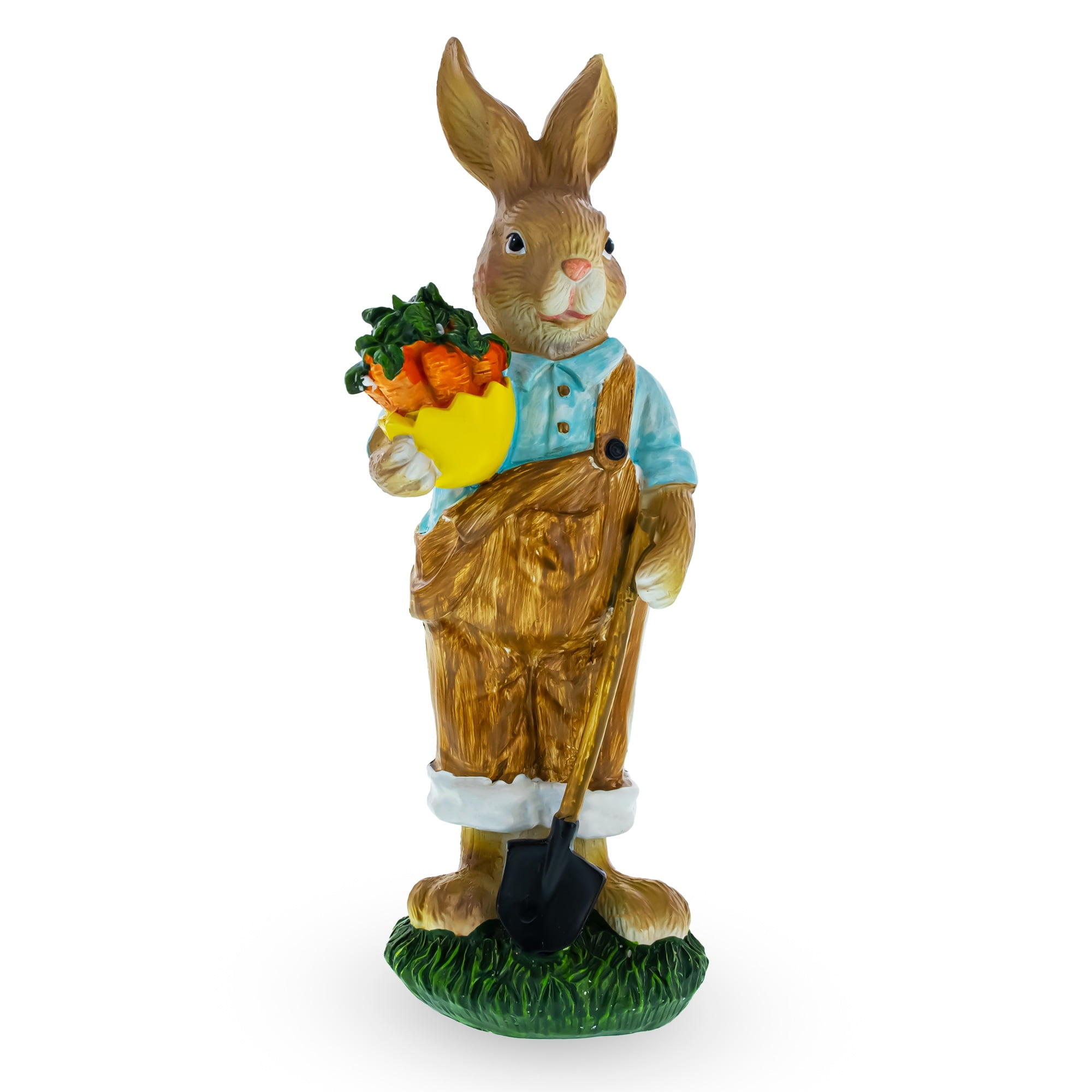 Farmer Father Bunny with Carrots and Shovel Easter Figurine 8.9 Inches ...
