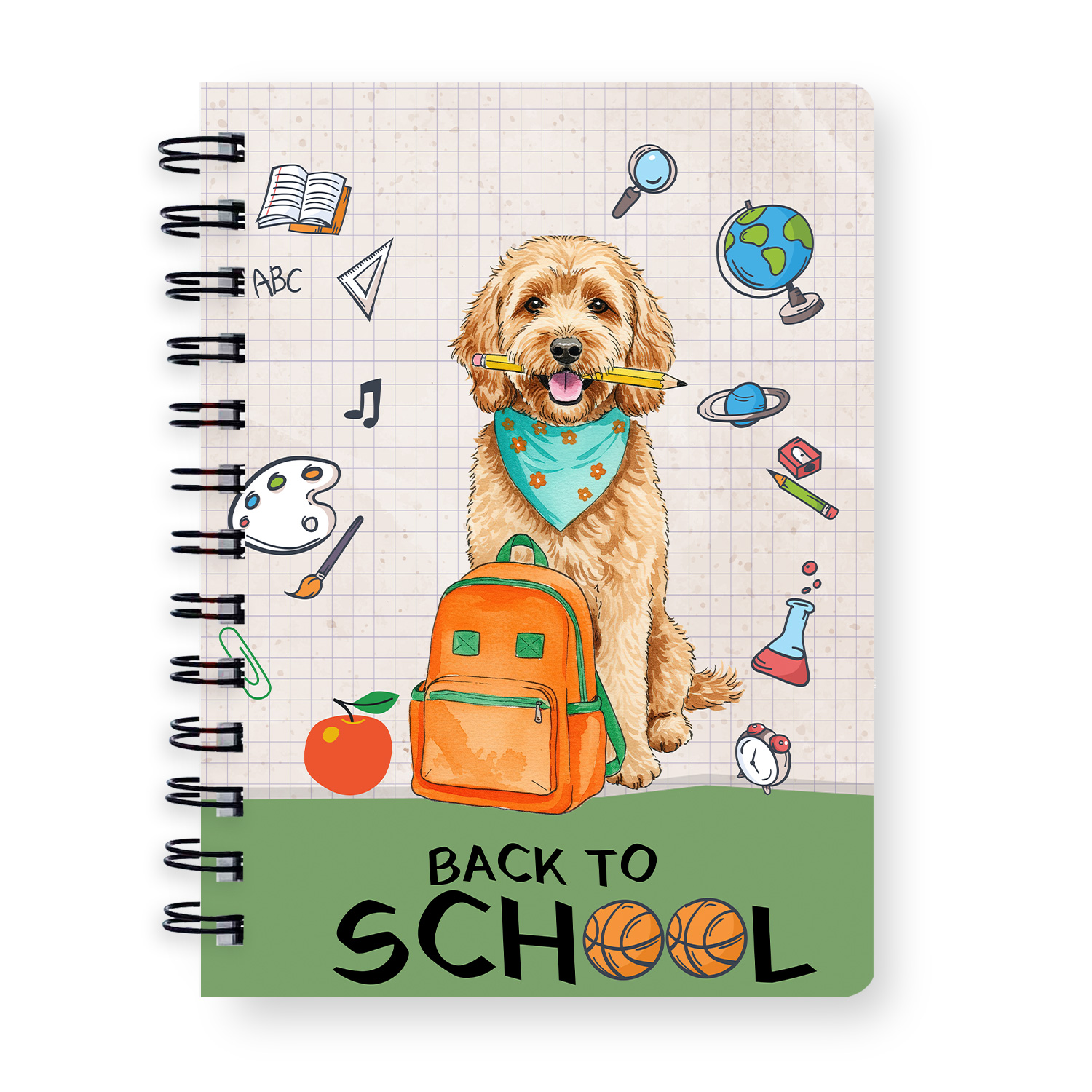 Hardworking Goldendoodle Ready Back to School New Year Classes Spiral ...