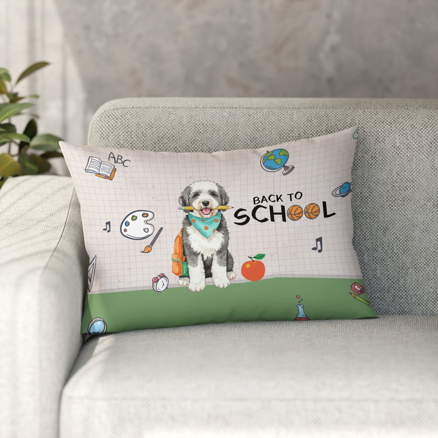 Hardworking Old English Sheepdog Ready Back to School New Year Classes ...