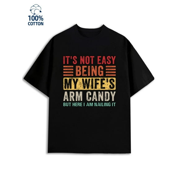 Hardworking Wife men's funny humor 180G 100% Cotton black y2k work ...