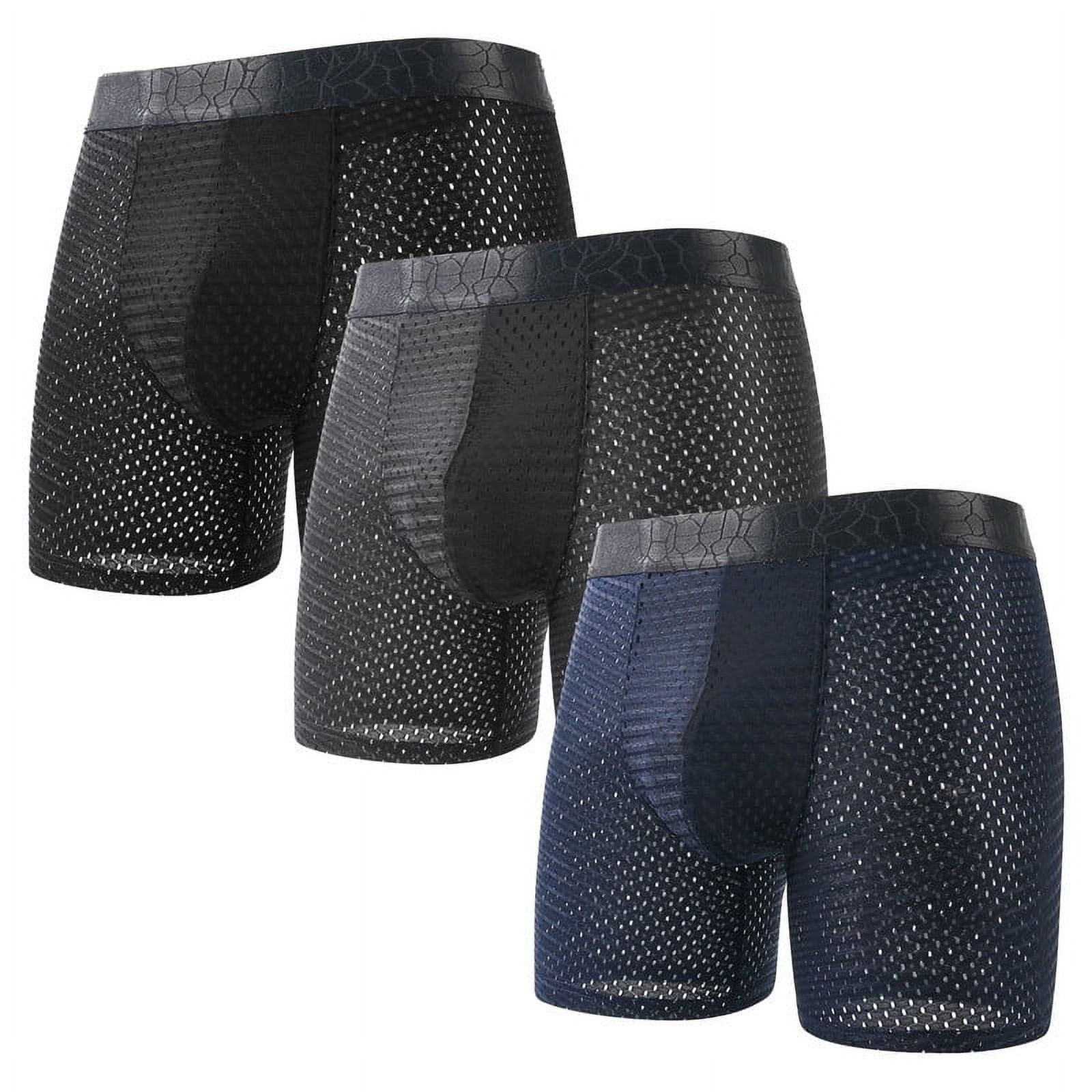 HardyComforts Men's Underwear Boxer Briefs with Covered Waistband, Mesh ...