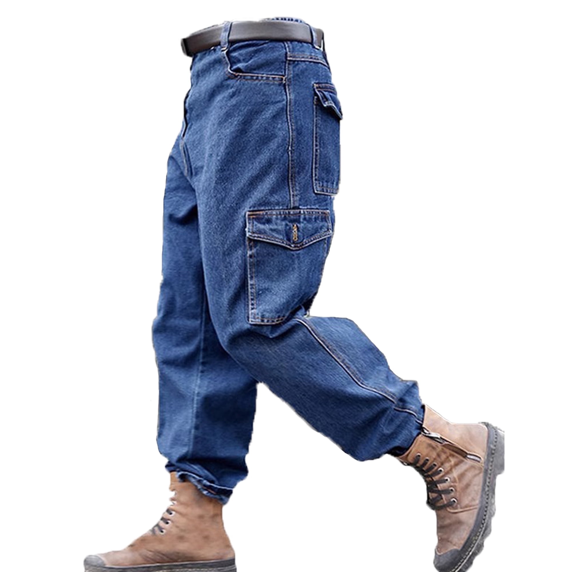 HardyComforts Mens Jeans Cargo Pants Multi Pockets Denim Biker Cargo ...