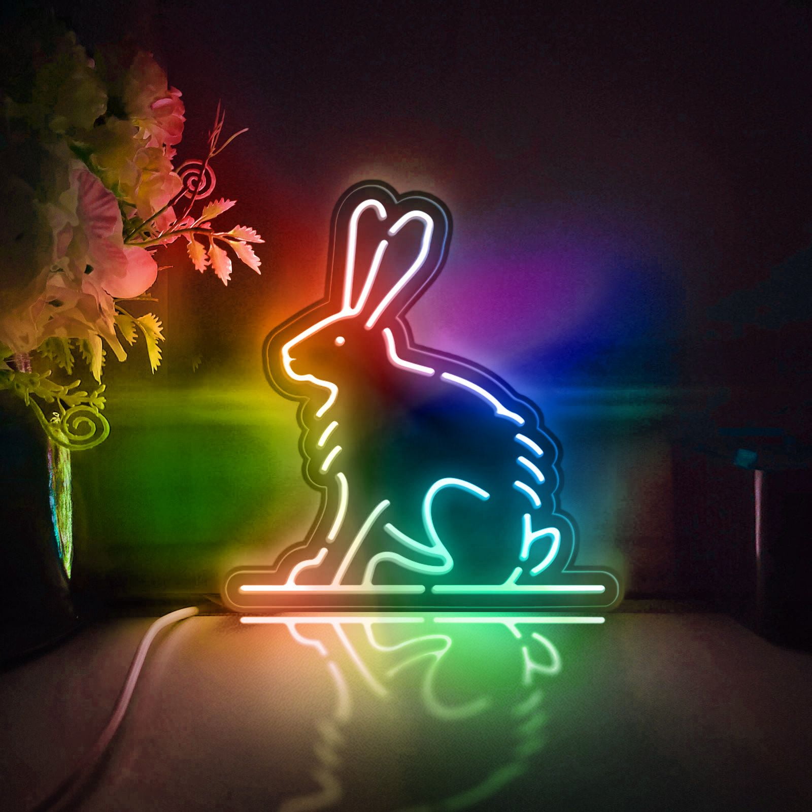 Hare Jackrabbit Led Light Box, Dimmable Neon-Like Light Signs USB Power ...