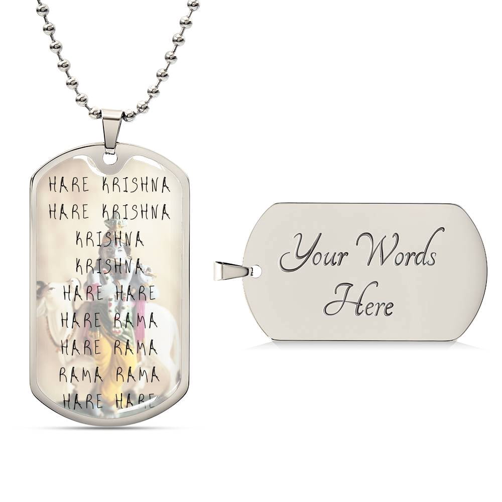 Hare Krishna ISKCON Maha - Mantra Pendant Necklace - Graphic Military ...