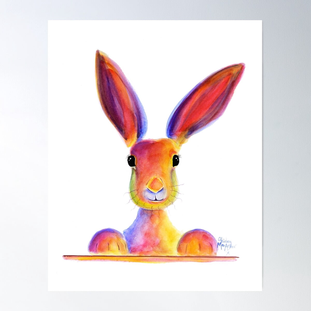 Hare Rabbit Prints ' Just To Say Hello ' By Shirley Macarthur Poster ...