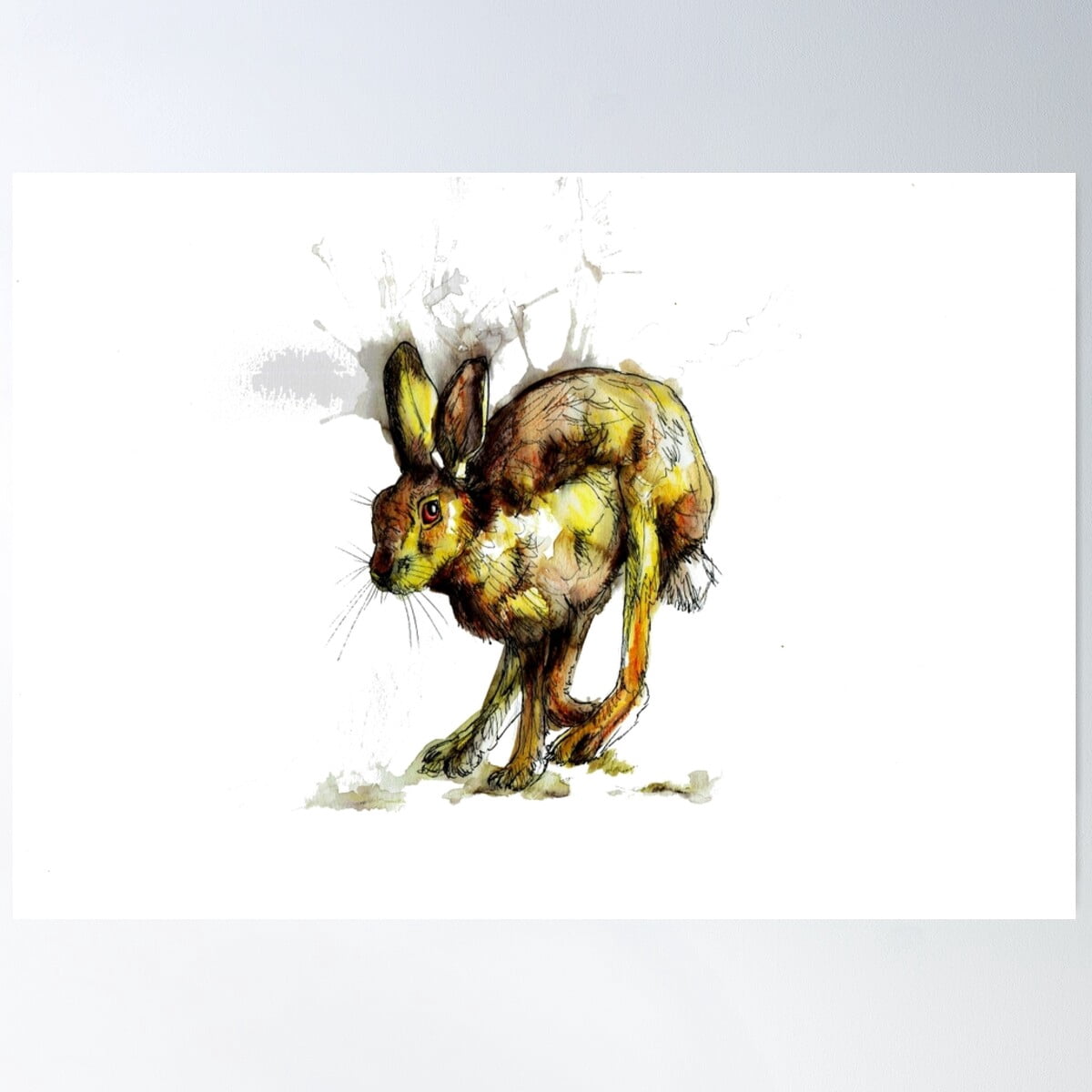 Hare Running Wild Poster Wall Art, Modern Wall Decor For Living Room ...