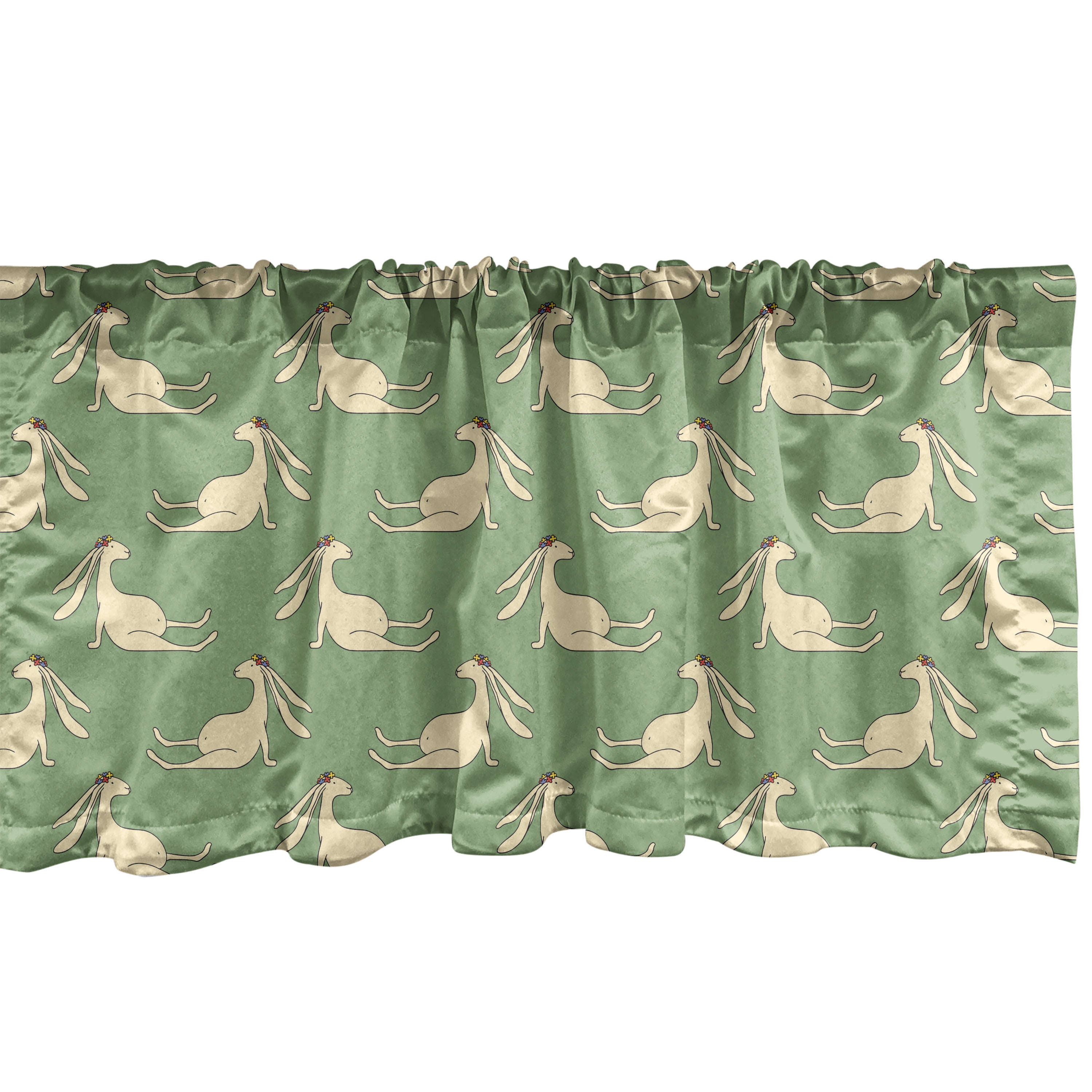 Ambesonne Animal Valance Pack of 2, Theme Hare Long Ear, 42"X12", Cream Reseda Green - Walmart.com