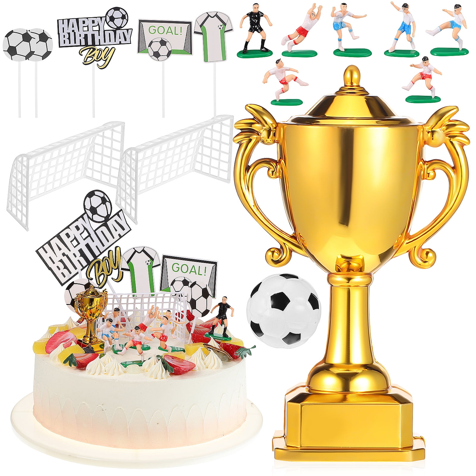 Homoyoyo Assorted Color Soccer Cake Topper Set for Boys Birthday Cake ...