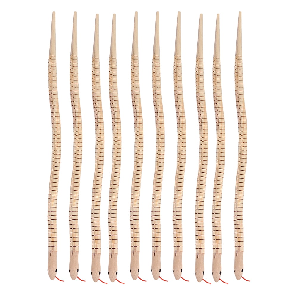 Hareemi 10Pcs Kids Wooden Snakes Flexible Jointed Wood Snake Toy ...