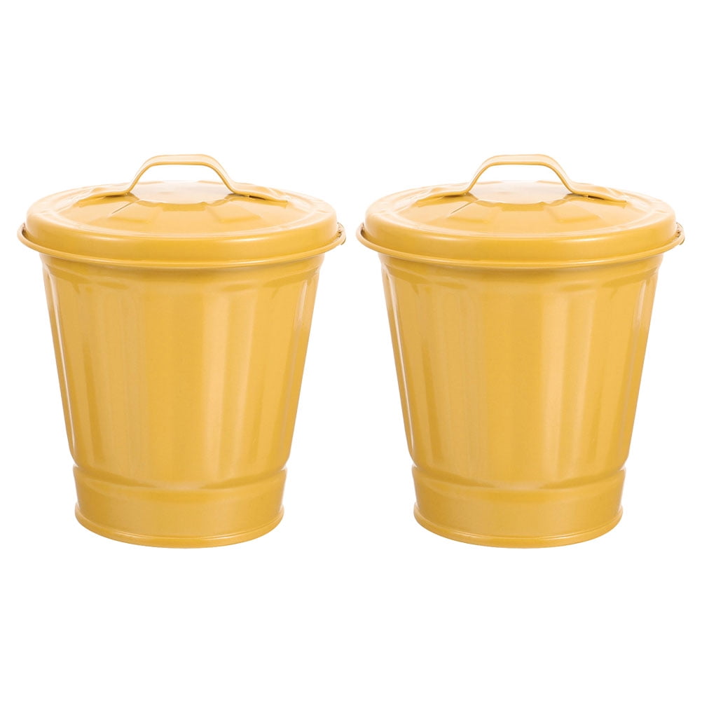 Hareemi 2pcs Small Desk Trash Cans Metal Trash Cans Iron Garbage ...