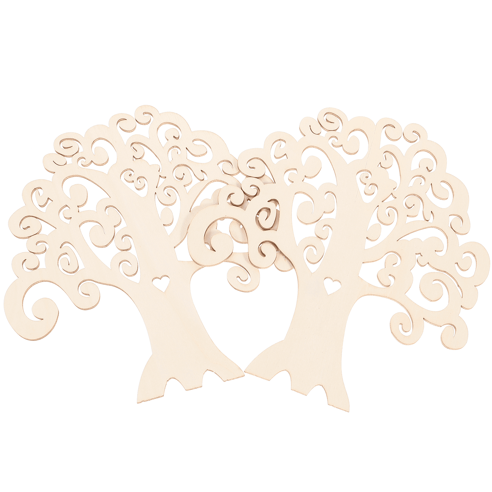 Hareemi 2pcs Wooden Trees Slices Hole Love Heart for DIY MDF Family ...
