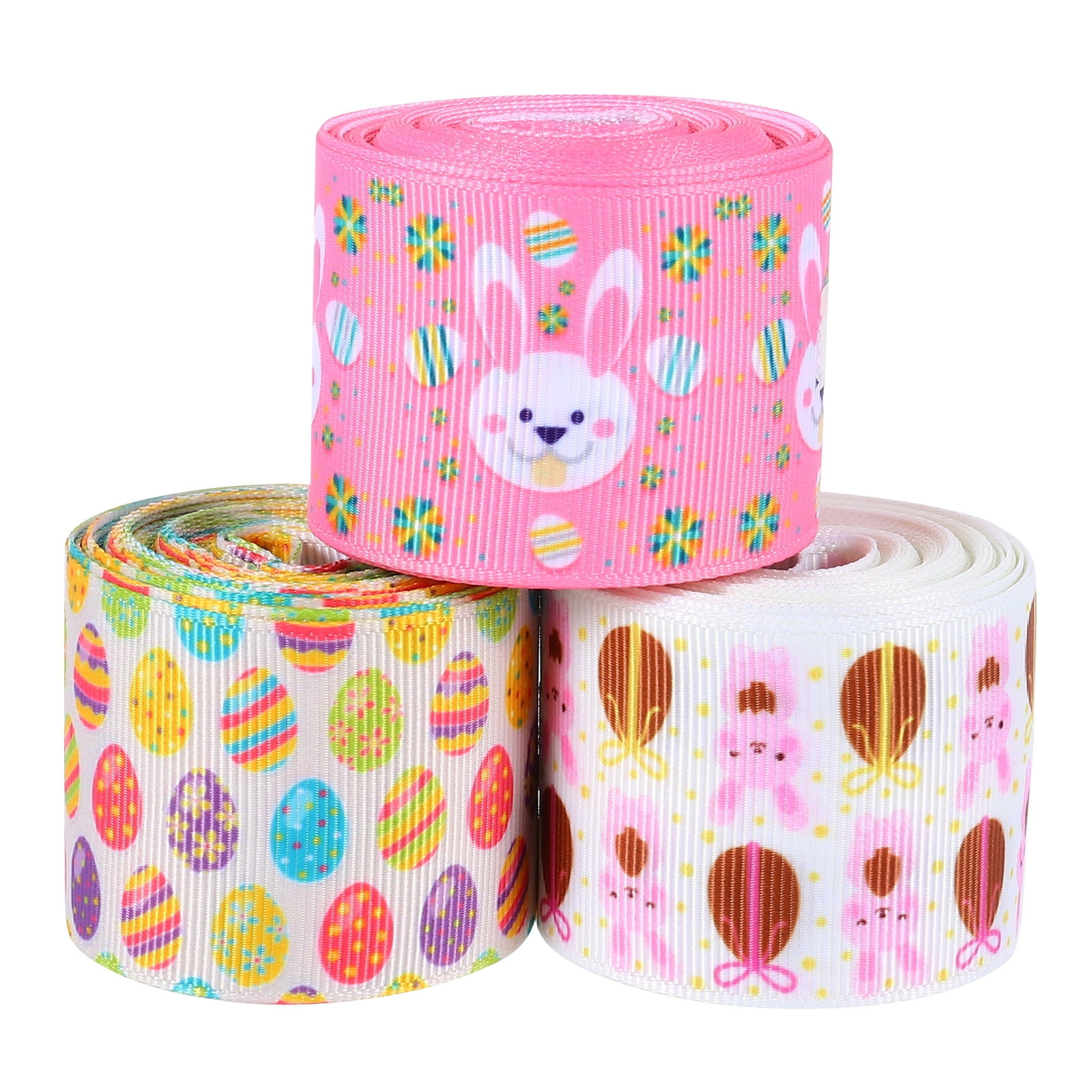 Hareemi 3 Rolls Easter Ribbon Bunny Eggs Gift Packing Wrapping DIY ...
