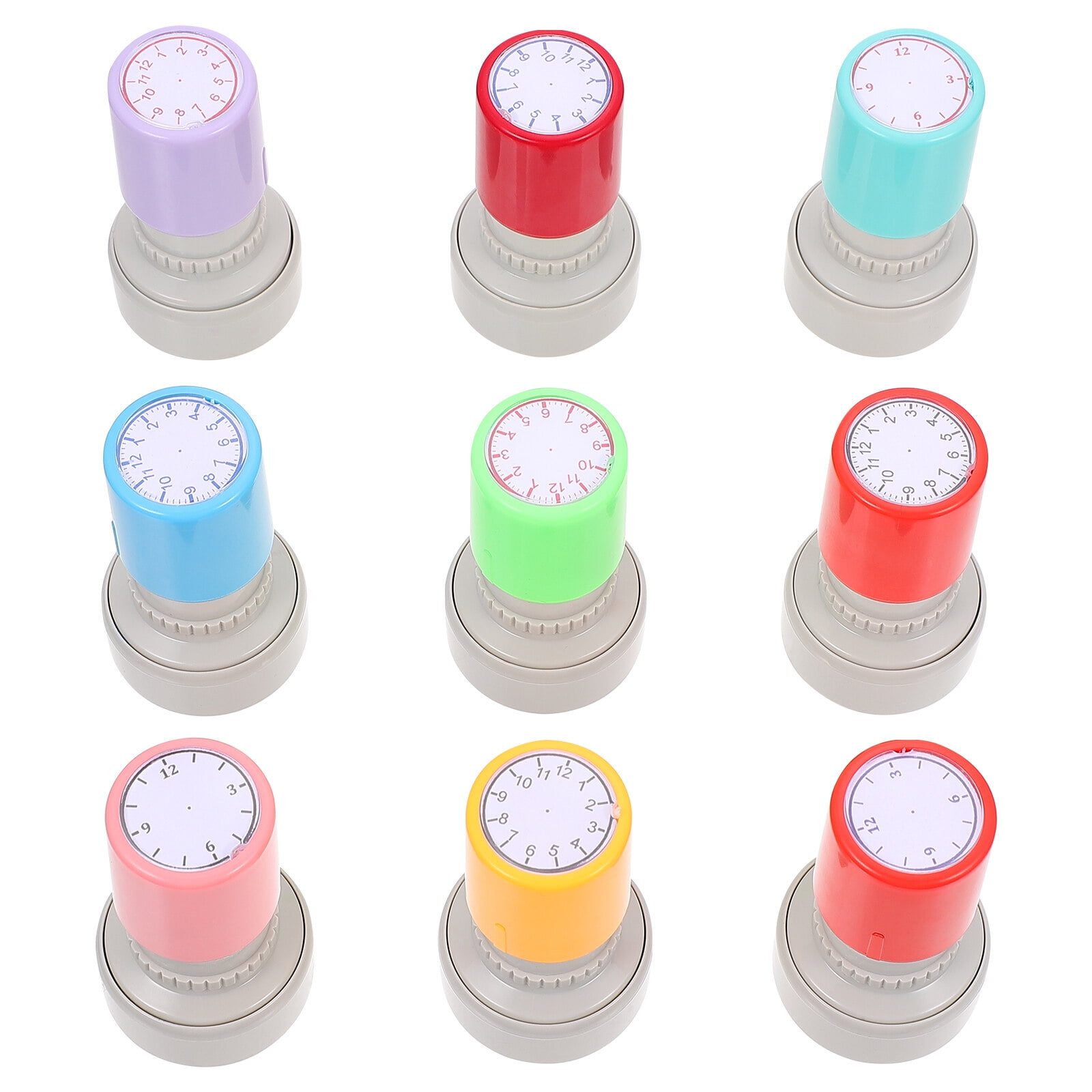 Hareemi 9 Pcs Kids Teaching Clock Stamps 2.5cm Students Time Telling ...